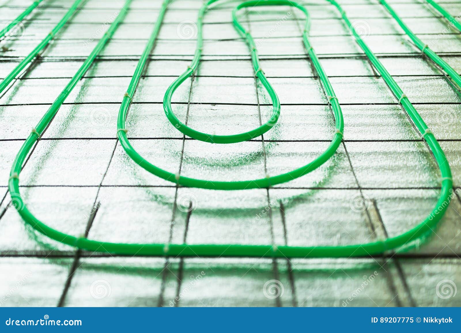 Underfloor Heating Green Pipe Installation Stock Image - Image of ...