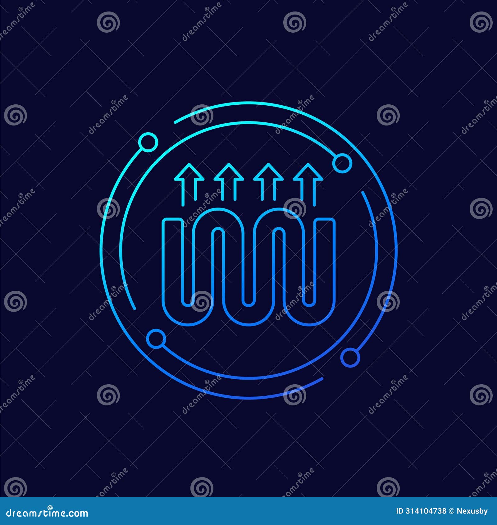 Underfloor Heating Icon with a Pipe, Linear Design Stock Vector ...