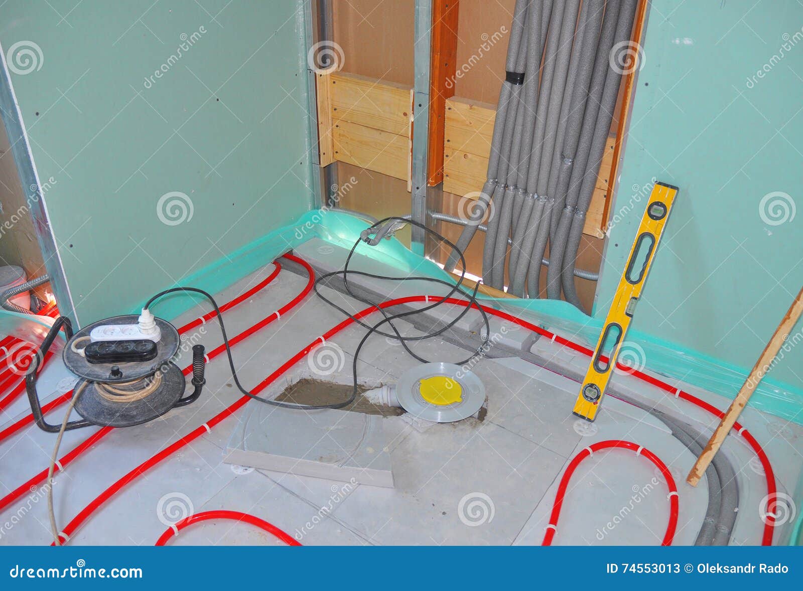 Underfloor Heating Installation. Close Up on Water Floor Heating Stock ...