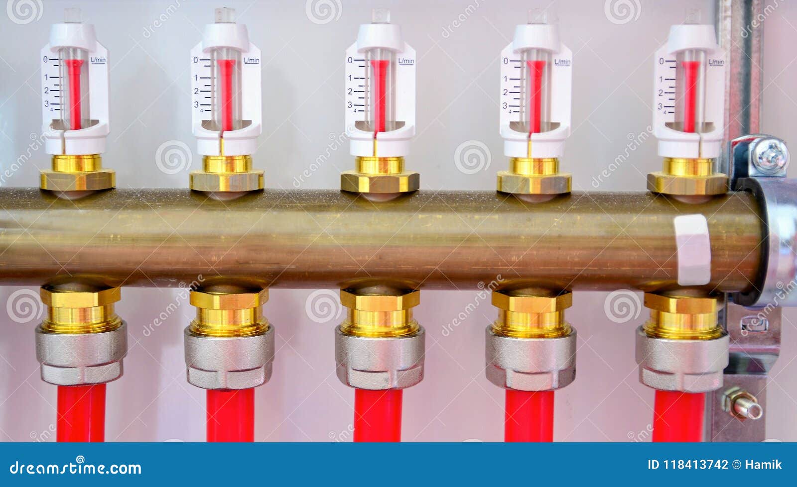 Underfloor Heating Manifolds Stock Photo - Image of installation ...