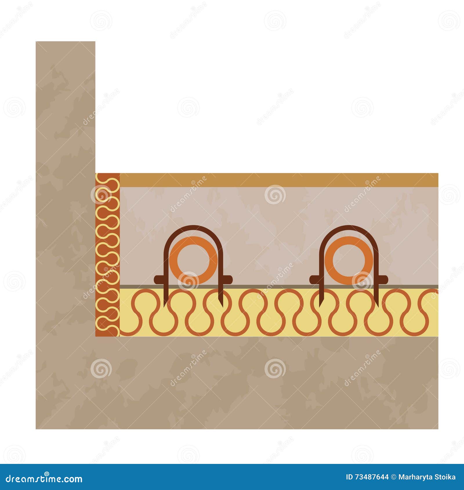 Underfloor Heating System. Plastic Pipe. Vector Heating Model. Water ...