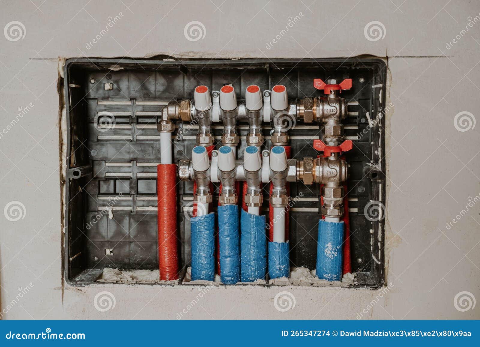 Underfloor Heating Water Manifold with Pump Mixing Valve Stock Photo ...