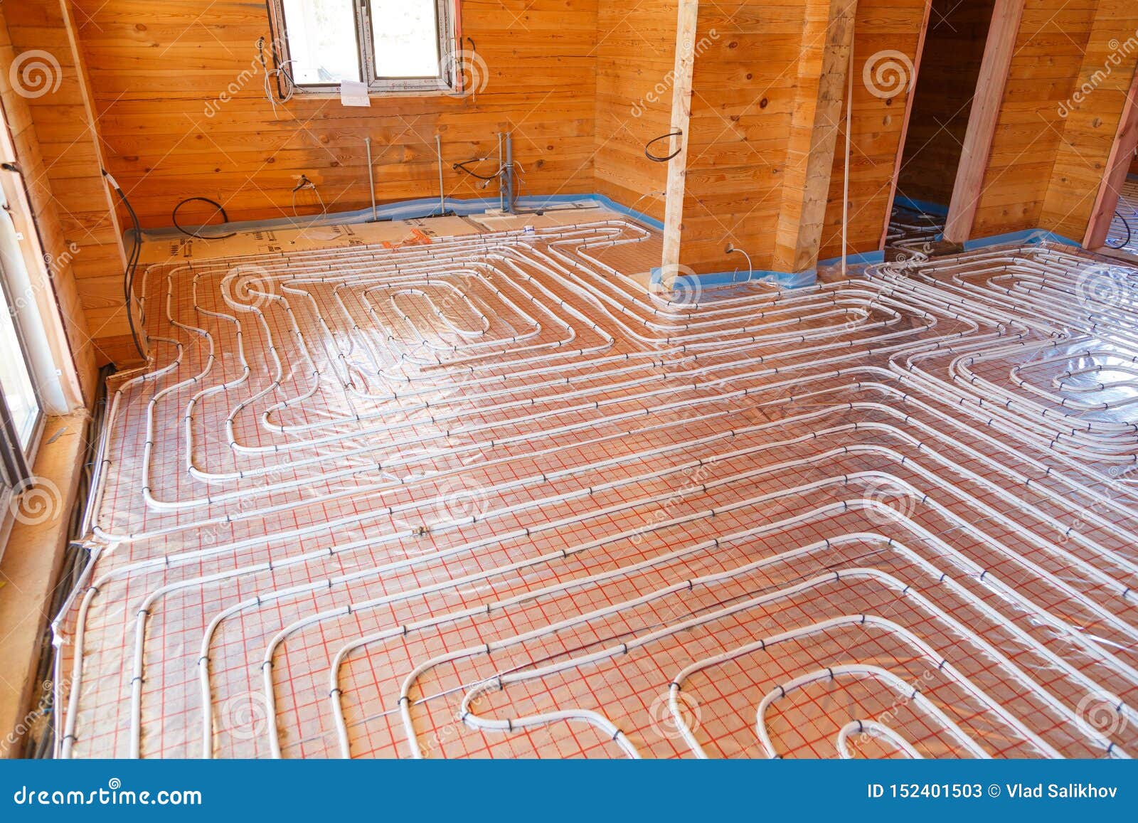 Underfloor Surface Heating Pipes. Low Temperature Heating Concept Stock ...