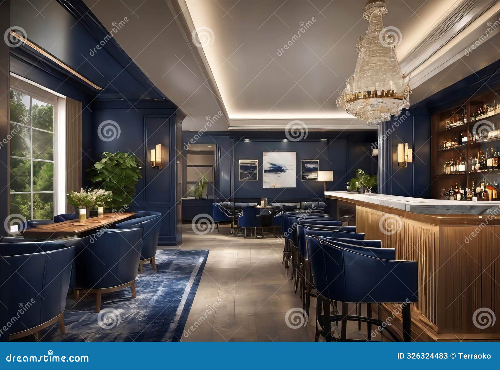 Underground Bar Interior Rendering, Modern Bar Interior Design Style ...