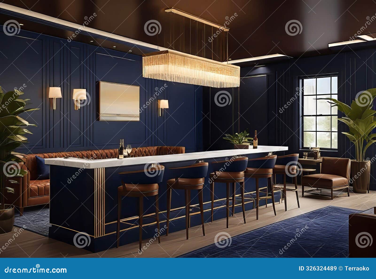 Underground Bar Interior Rendering, Modern Bar Interior Design Style ...