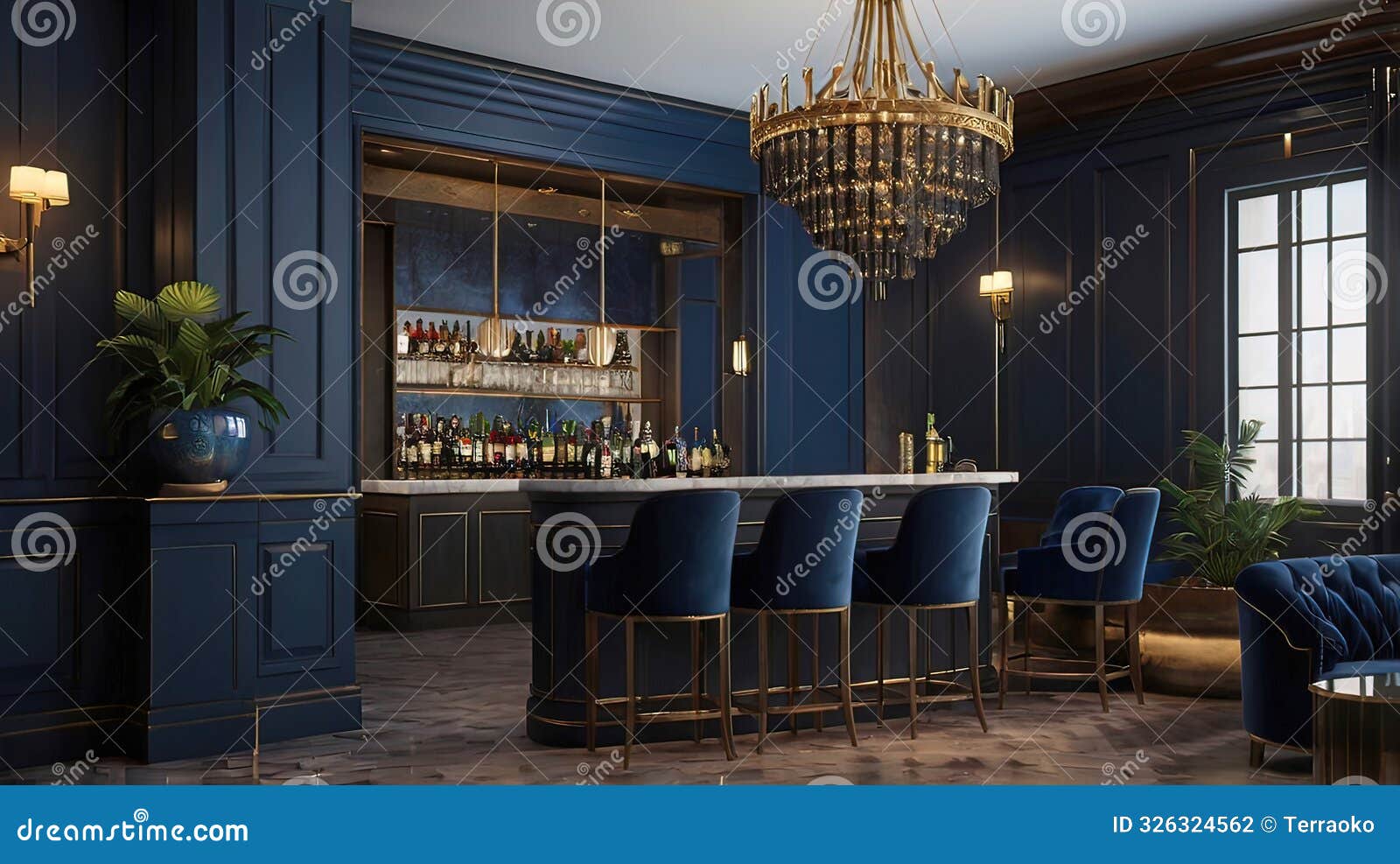 Underground Bar Interior Rendering, Modern Bar Interior Design Style ...