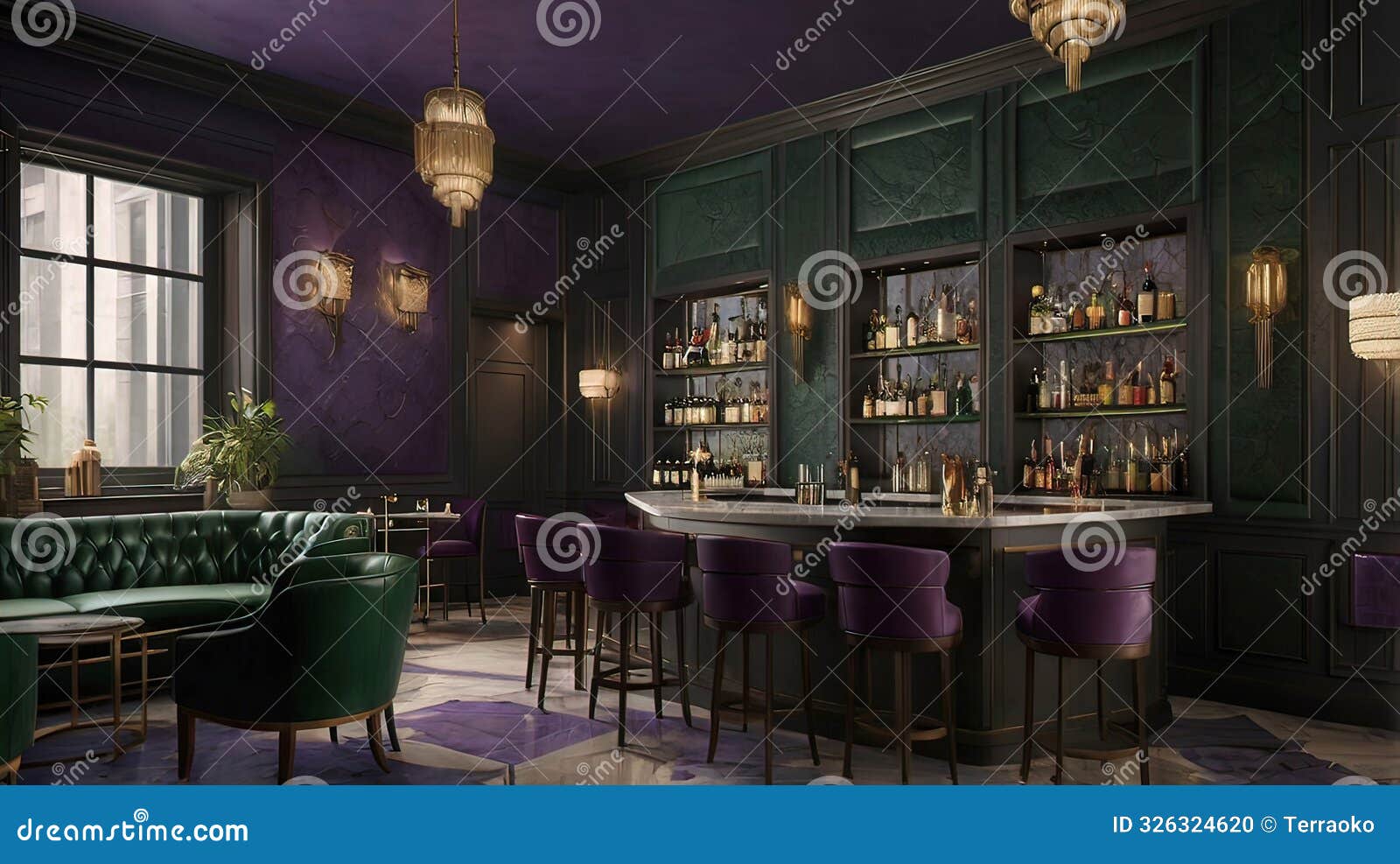 Underground Bar Interior Rendering, Modern Bar Interior Design Style ...