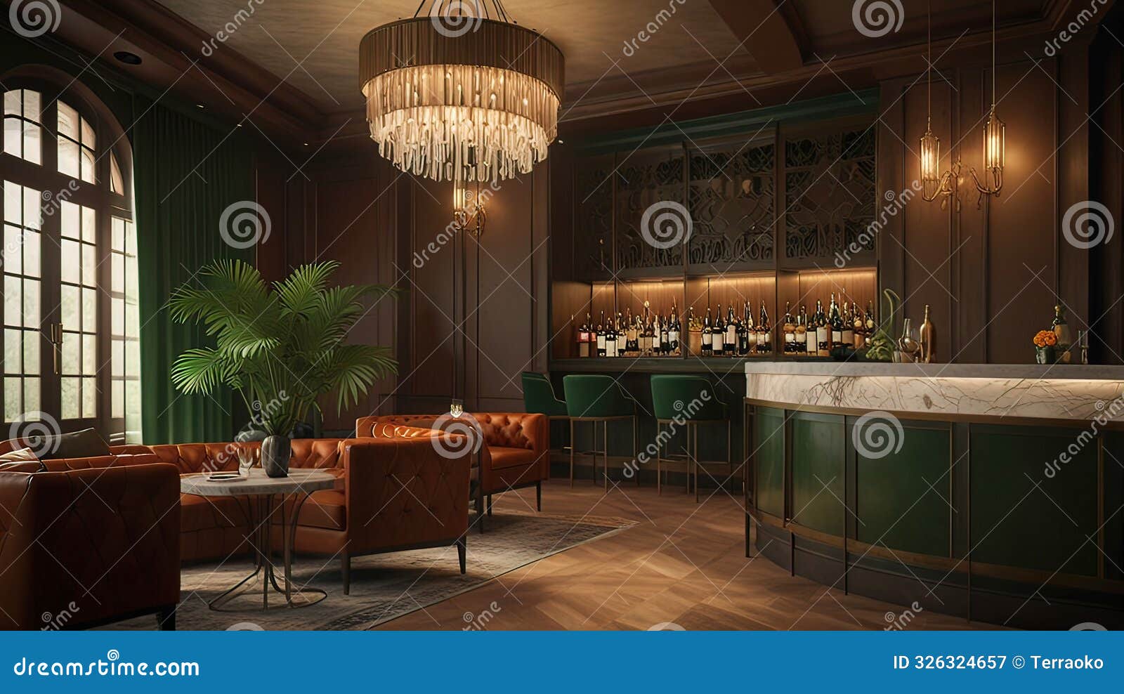 Underground Bar Interior Rendering, Modern Bar Interior Design Style ...
