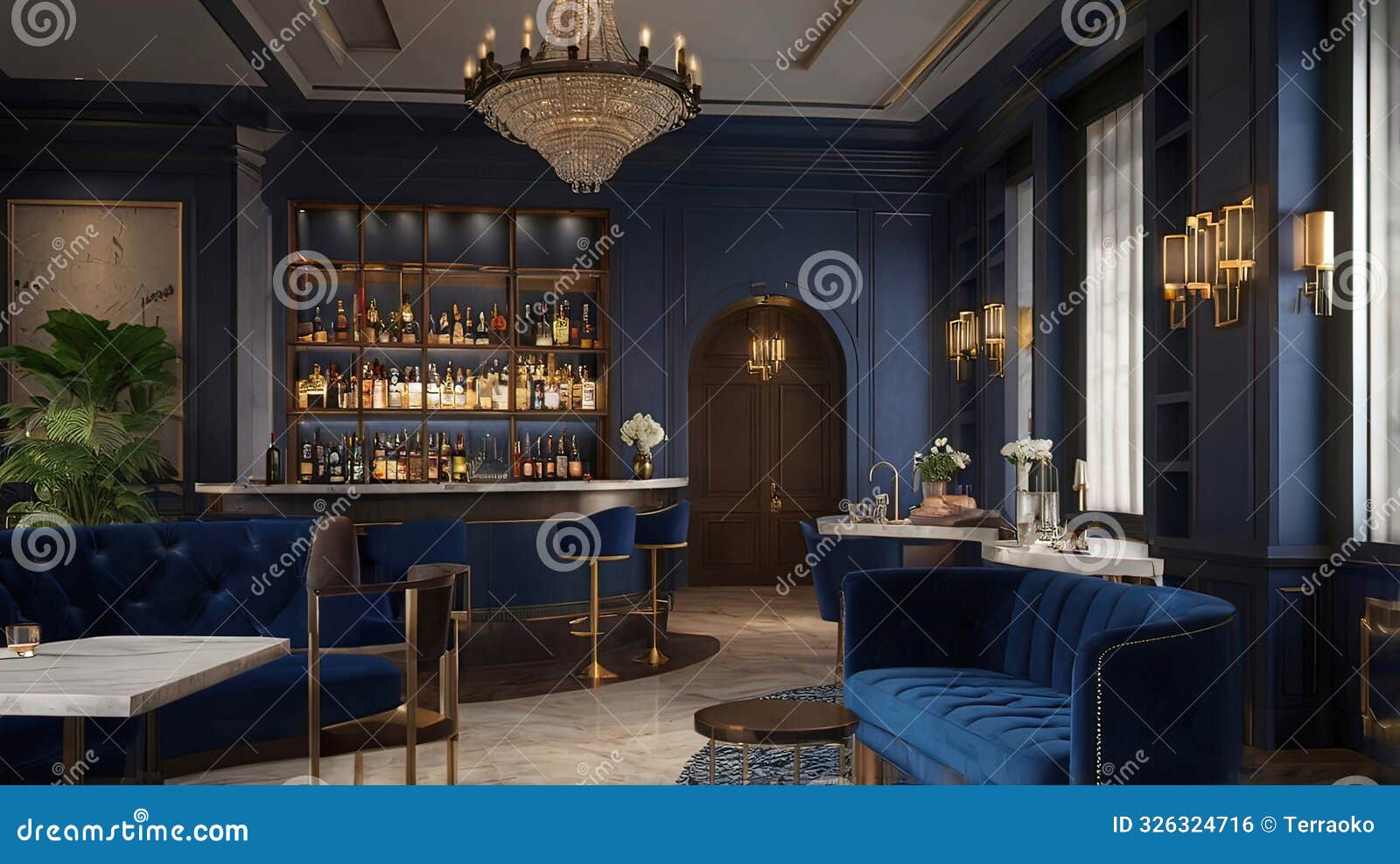 Underground Bar Interior Rendering, Modern Bar Interior Design Style ...