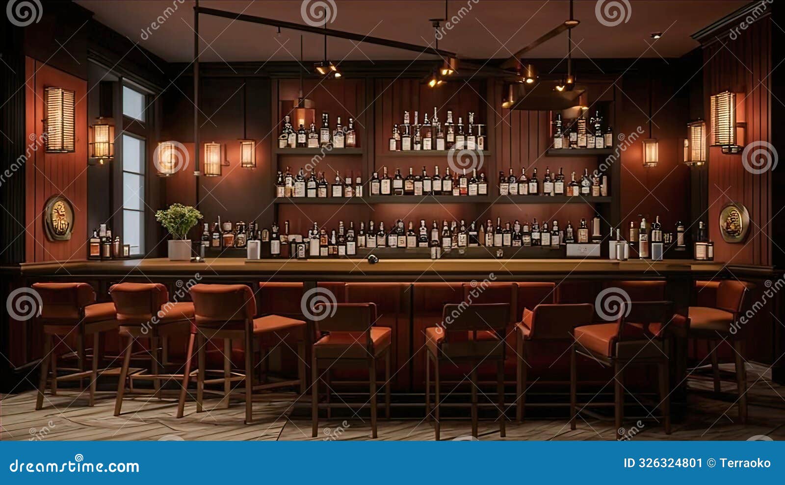 Underground Bar Interior Rendering, Modern Bar Interior Design Style ...