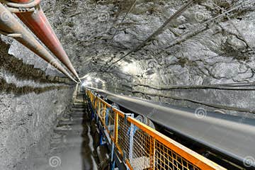 Underground Belt Conveyor for Transporting Ore To the Surface Stock Image - Image of mineral ...