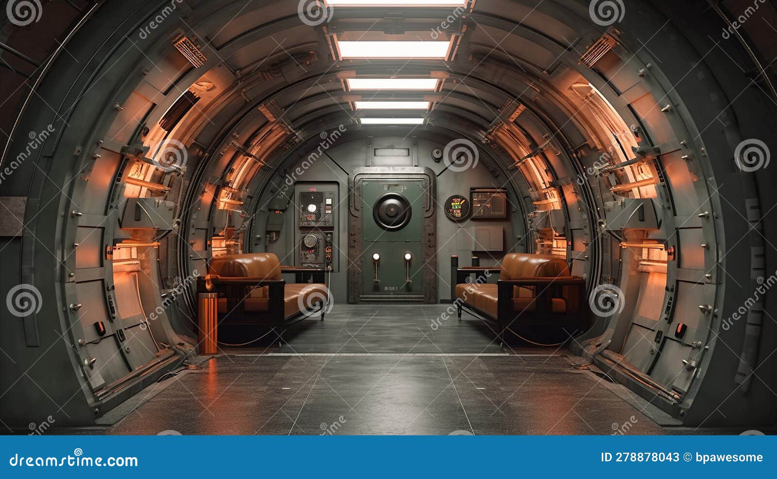 Underground Bunker with a Heavy-Duty Vault Door, Generative AI Stock ...