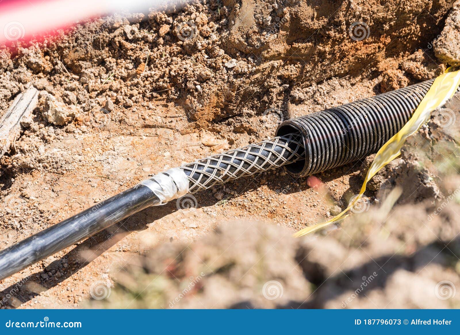 Underground Cable is Laid - Power Grid Stock Image - Image of black ...