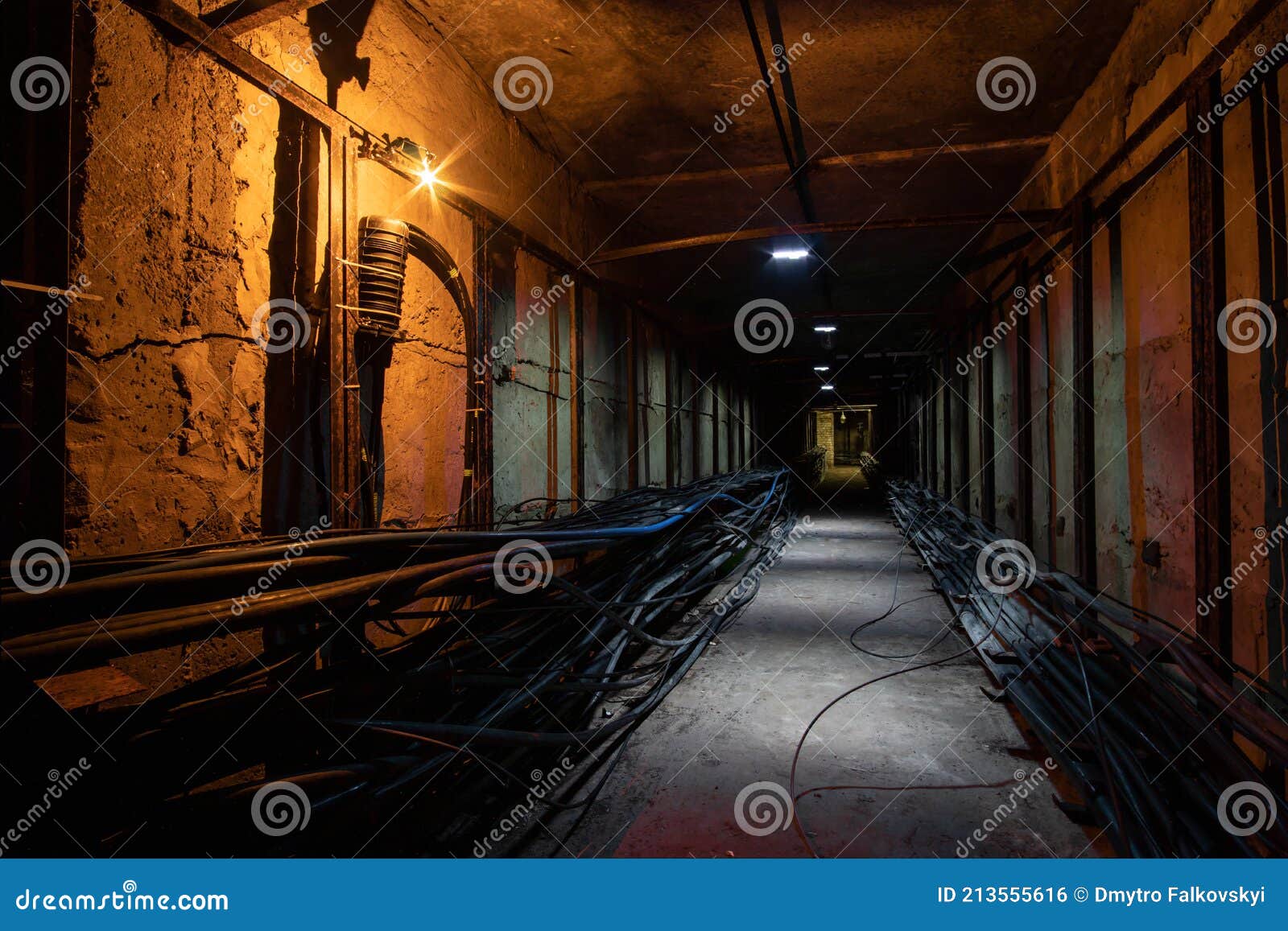Underground Cable Tunnel with a Cable Coupling in the Foreground. Stock ...