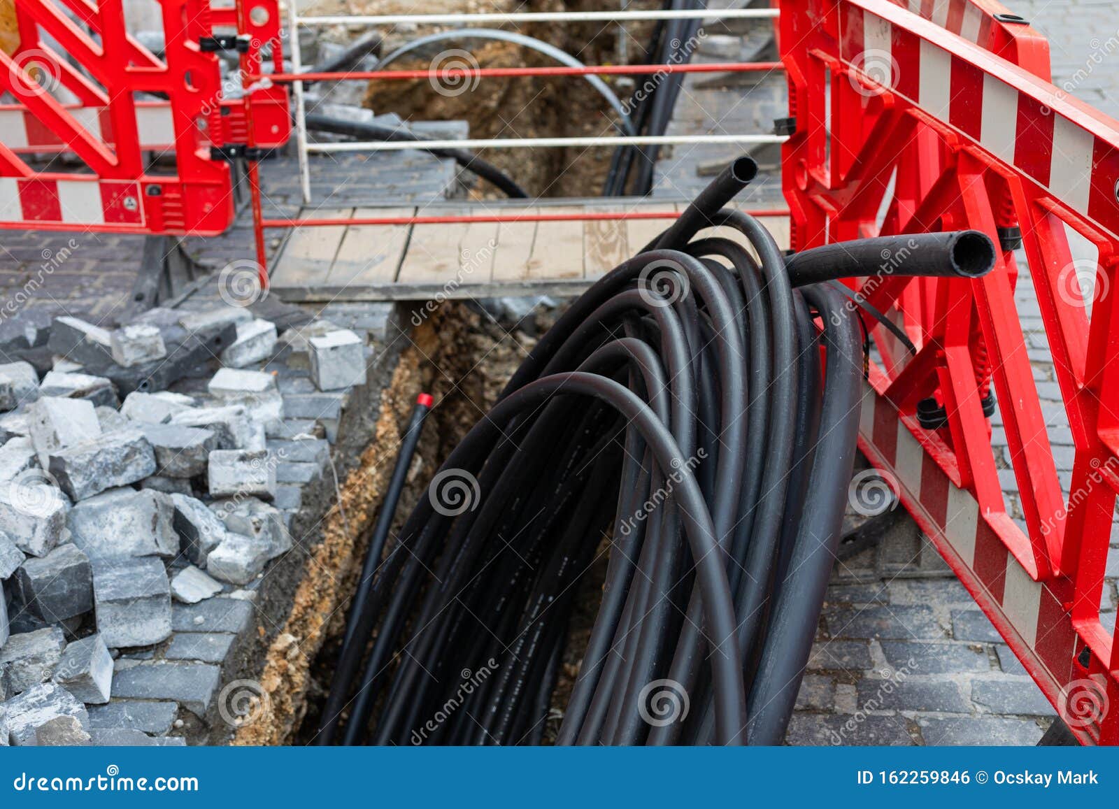 Underground cabling street stock photo. Image of line - 162259846