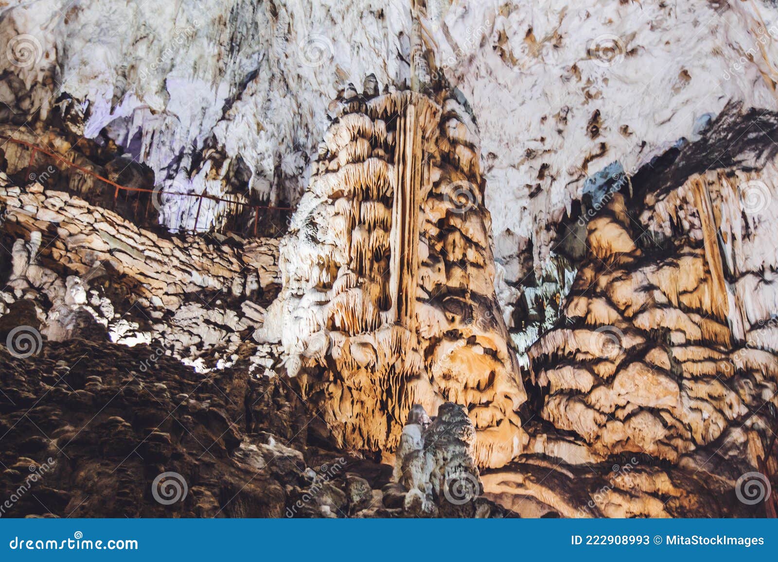 Underground Cave, Amazing Scene , View of Stalactites and Stalagmite ...