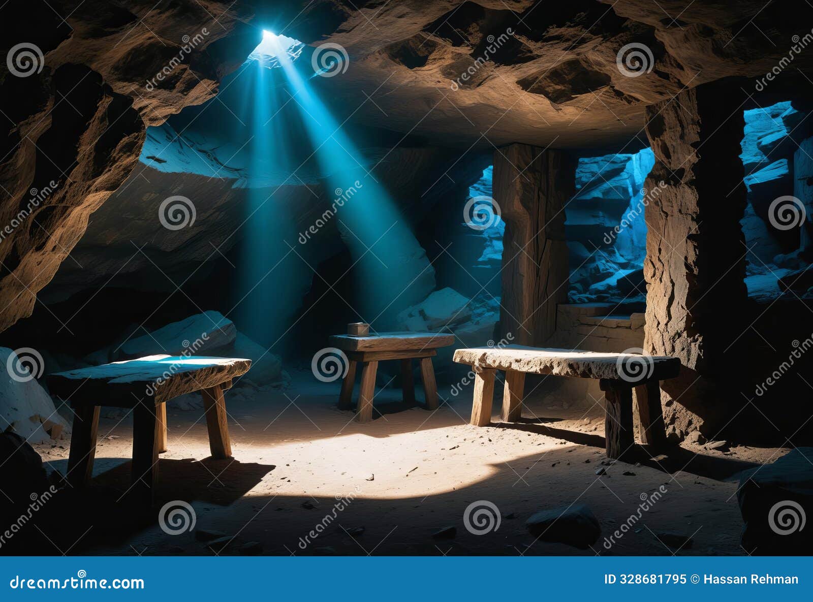 An Underground Cave with a Dimly Lit Interior Stock Illustration ...