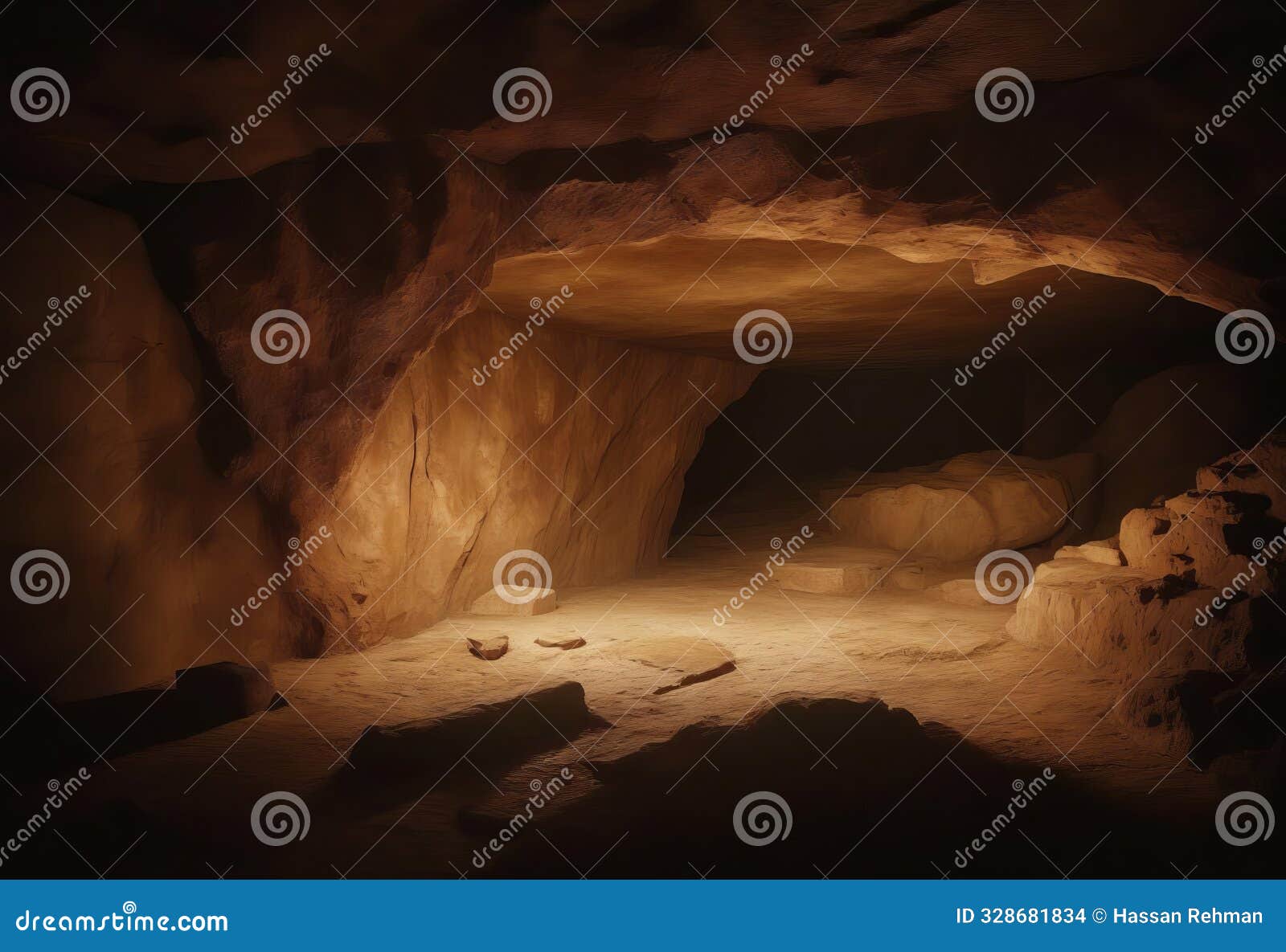 An Underground Cave with a Dimly Lit Interior Stock Illustration ...