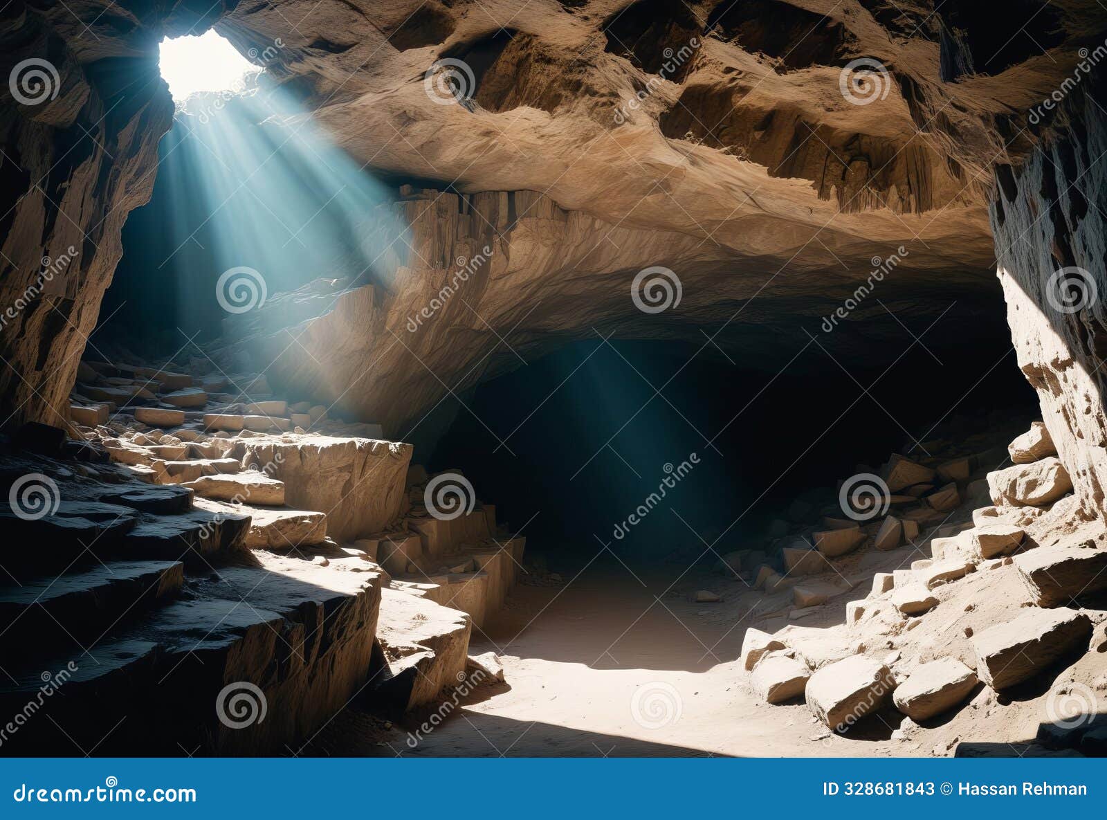 An Underground Cave with a Dimly Lit Interior Stock Illustration ...