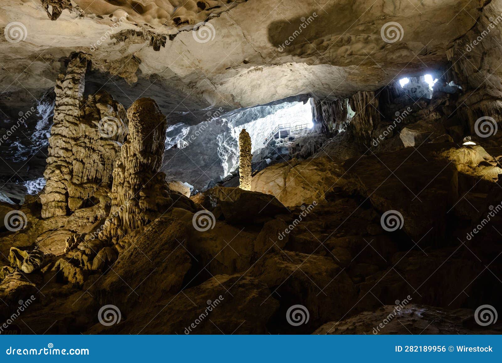 An Underground Cave Filled with Rock and Cavern Formations with Small ...