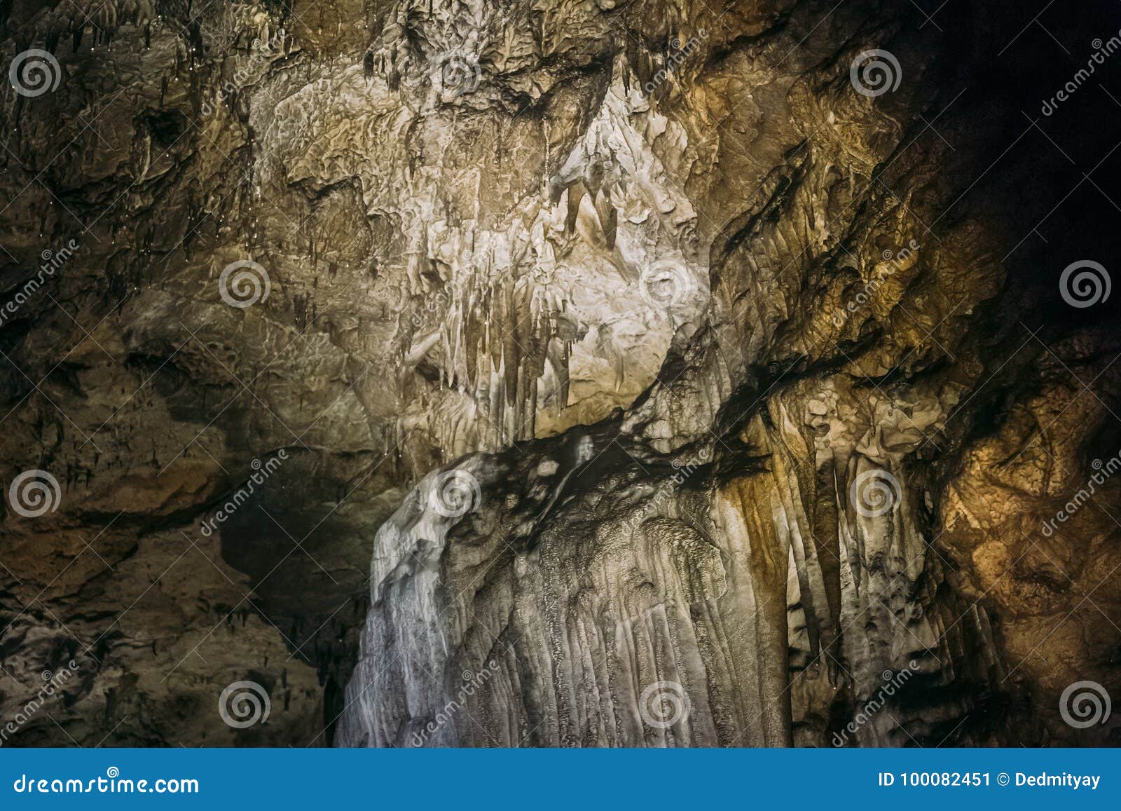Underground Cave Interior, Formations on Ceiling Stock Image - Image of ...