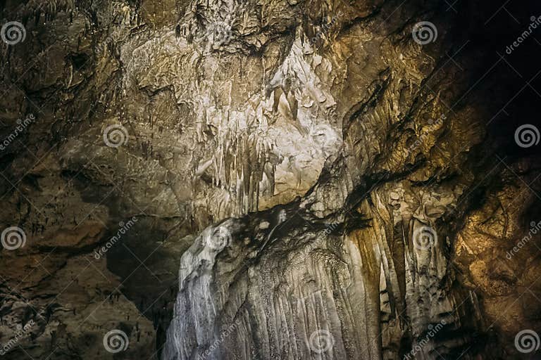 Underground Cave Interior, Formations on Ceiling Stock Image - Image of ...
