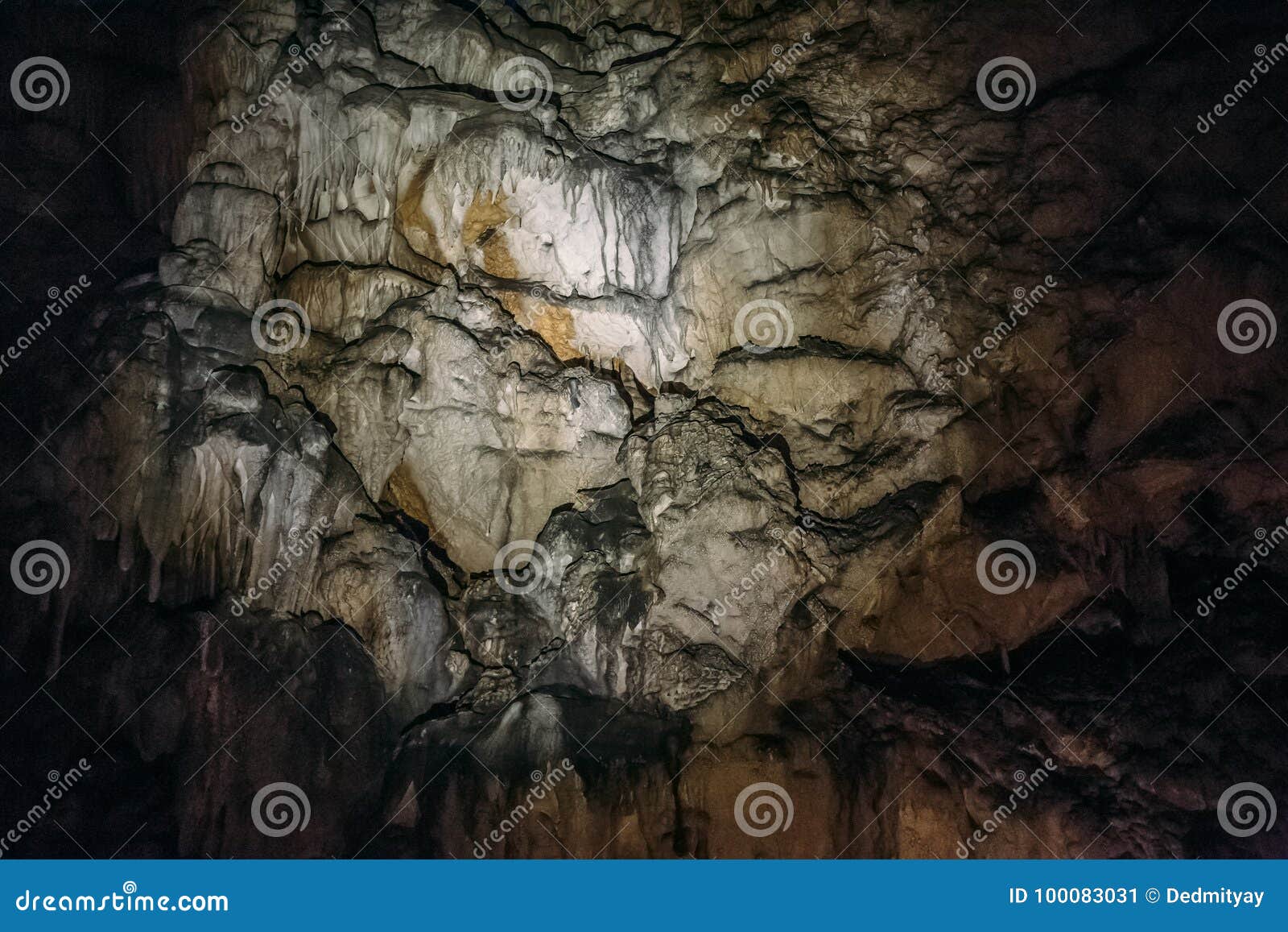 Underground Cave Interior, Stoned Formations Stock Image - Image of ...