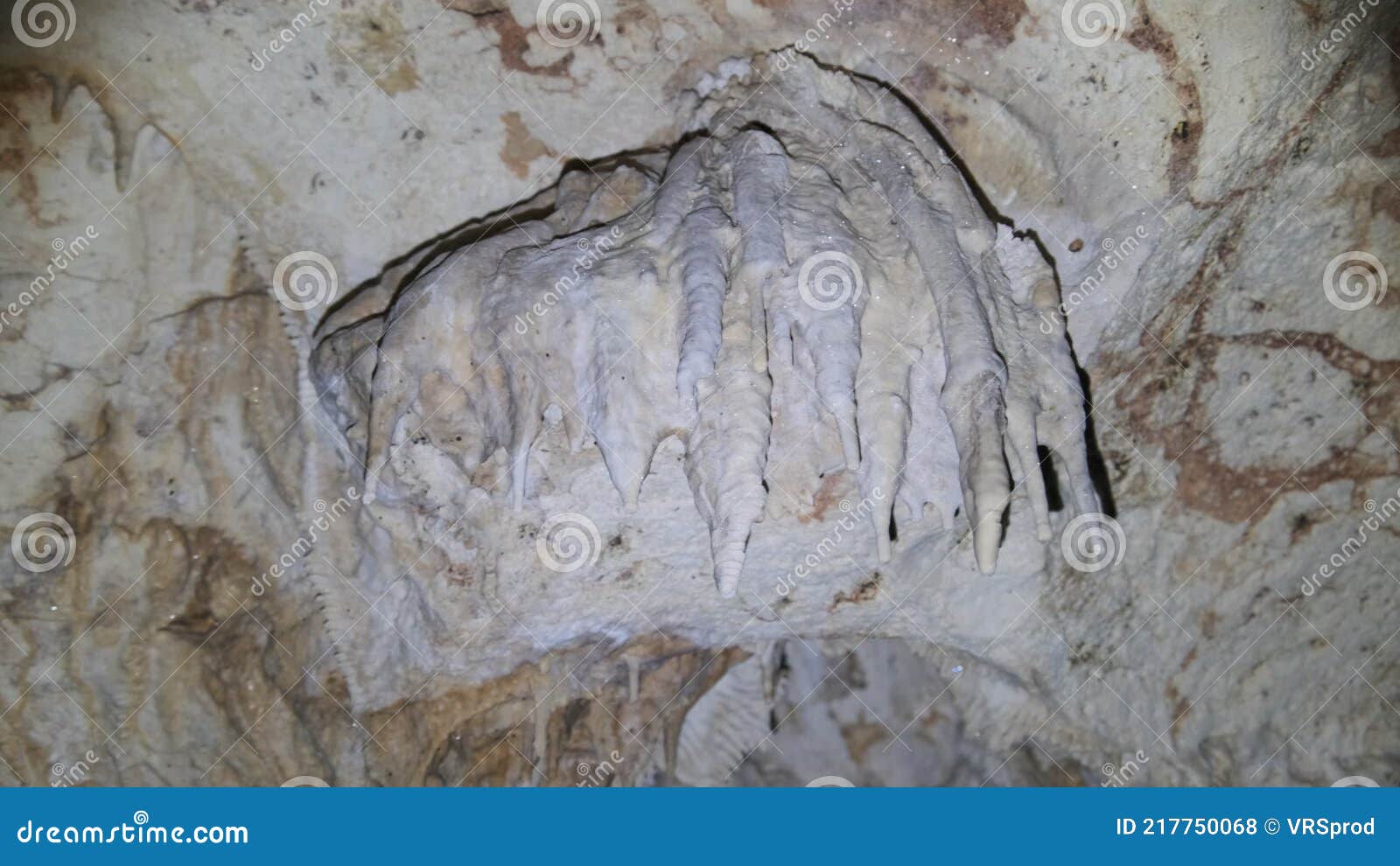 Underground Cave with Stalactite Rock Formations Hanging from Twins ...