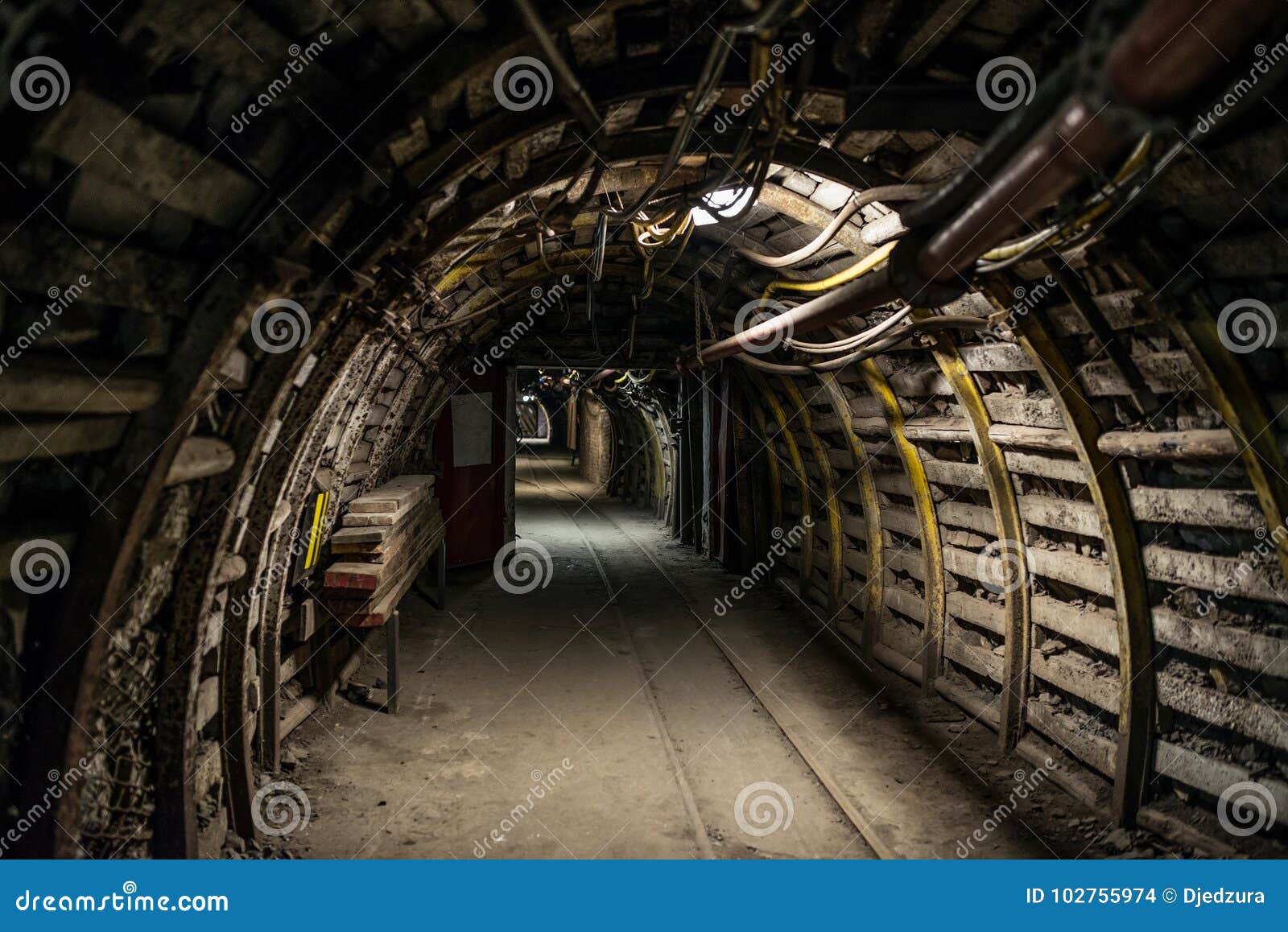 Underground Coal Mine Tunnel Stock Photo - Image of dirty, worker ...