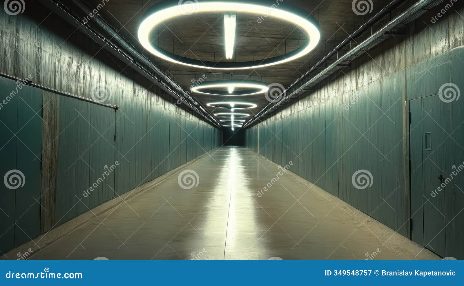 Underground Corridor Inside a Nuclear Bunker with Modern Circular ...