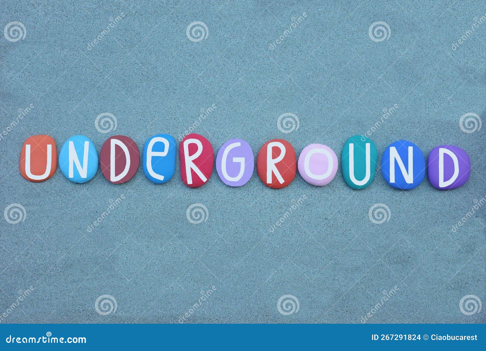 Underground, Creative Text Composed with Multi Colored Stone Letters ...