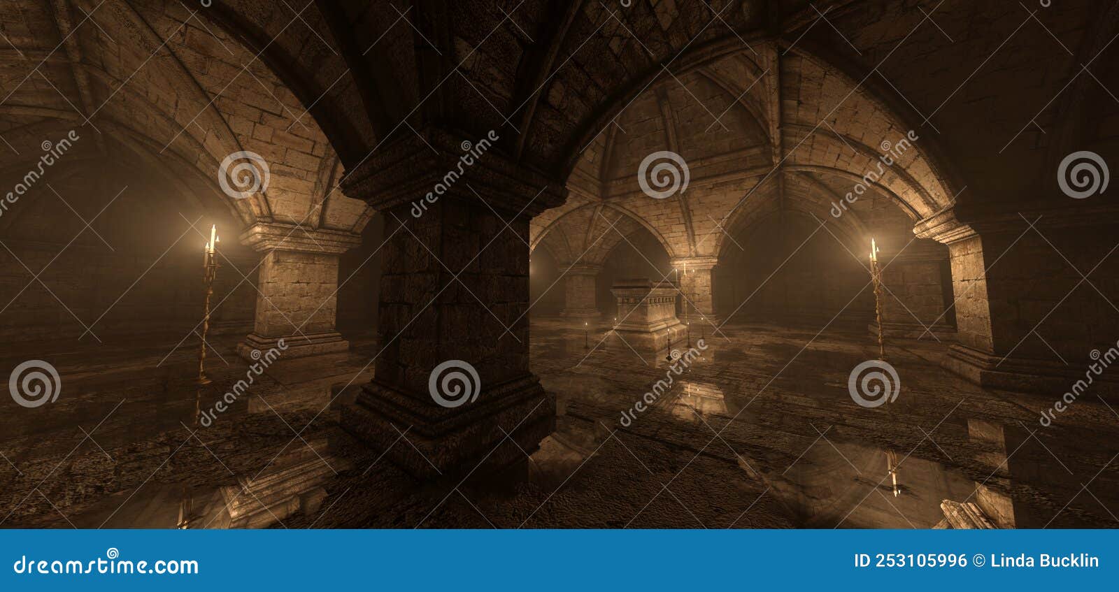 Underground Crypt Panorama stock illustration. Illustration of gothic ...