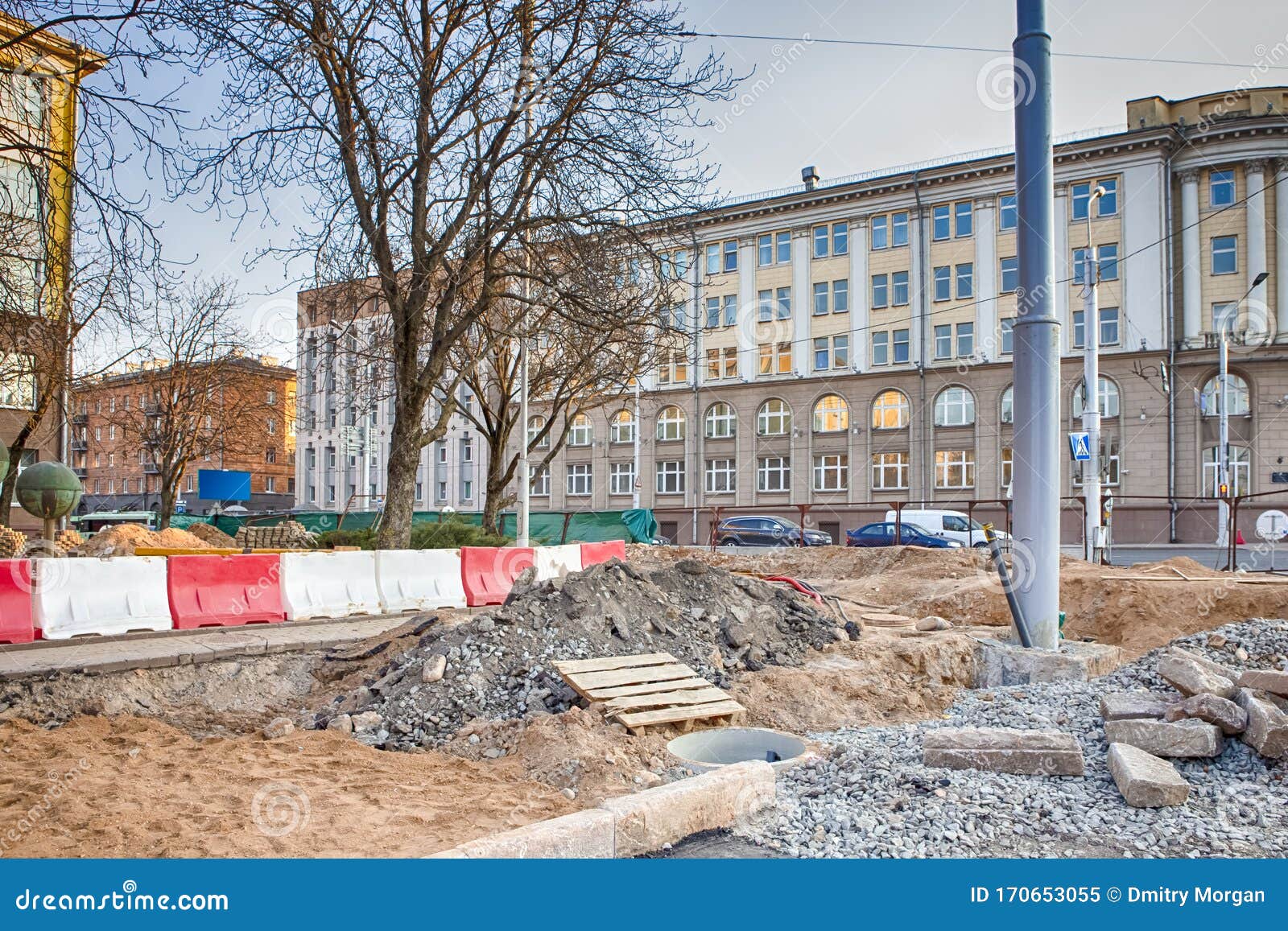 Underground Digging Restoration Works in City Stock Image - Image of ...