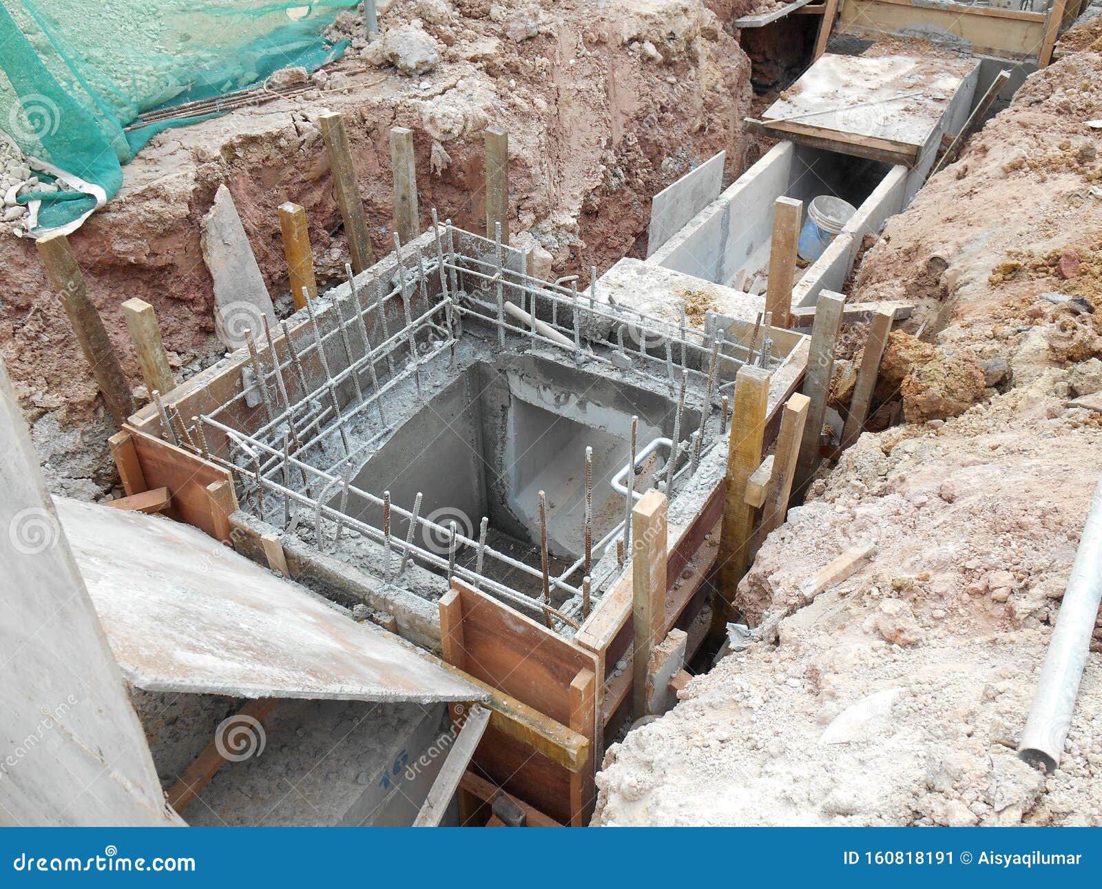 Underground Drainage Manhole Under Construction by Construction Workers ...