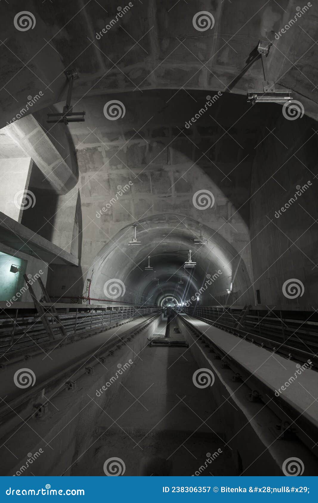 Underground Facility with a Big Tunnel Leading Deep Down. Metro ...