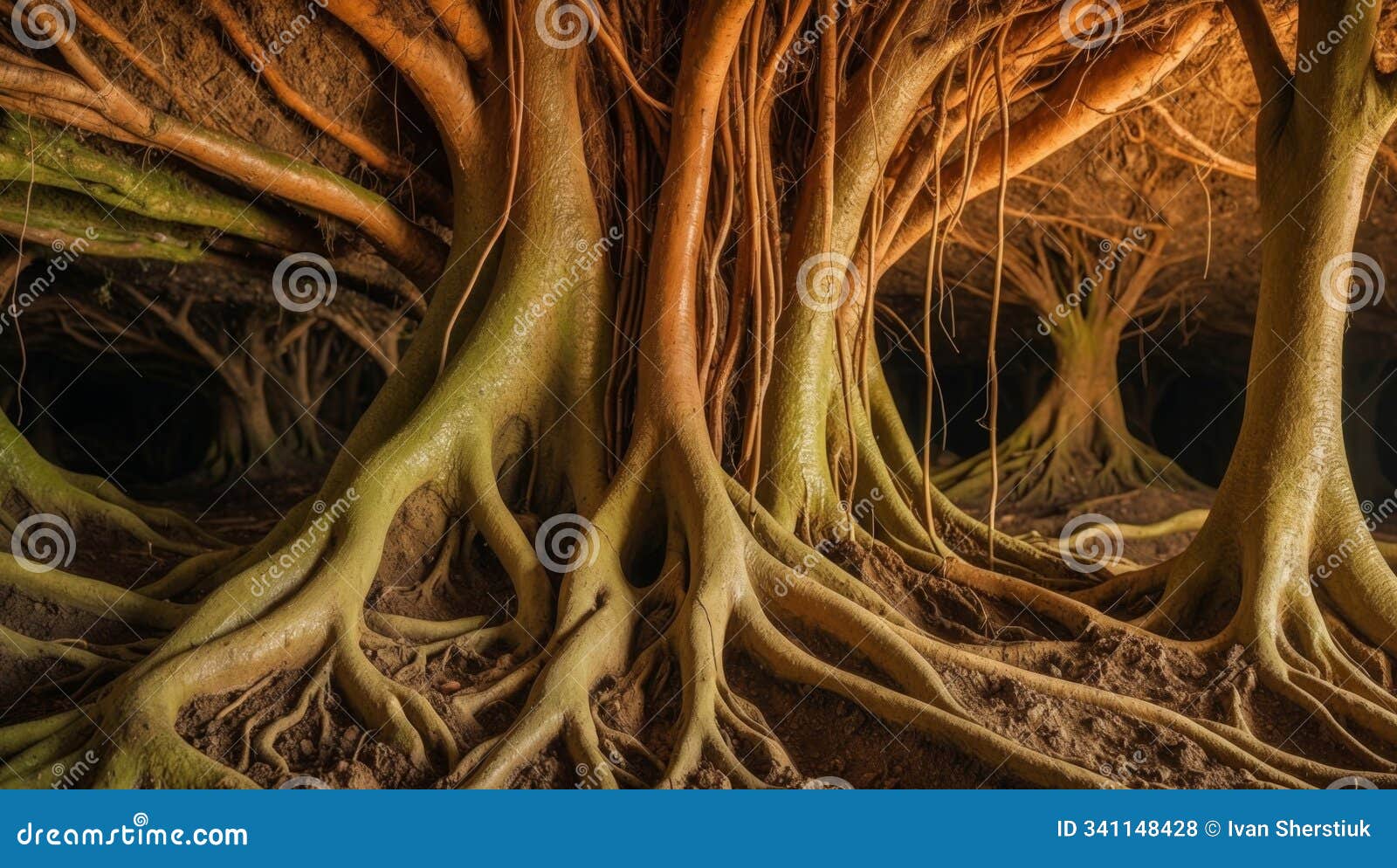 Underground Forest Soil and Roots Structure. Stock Photo - Image of ...