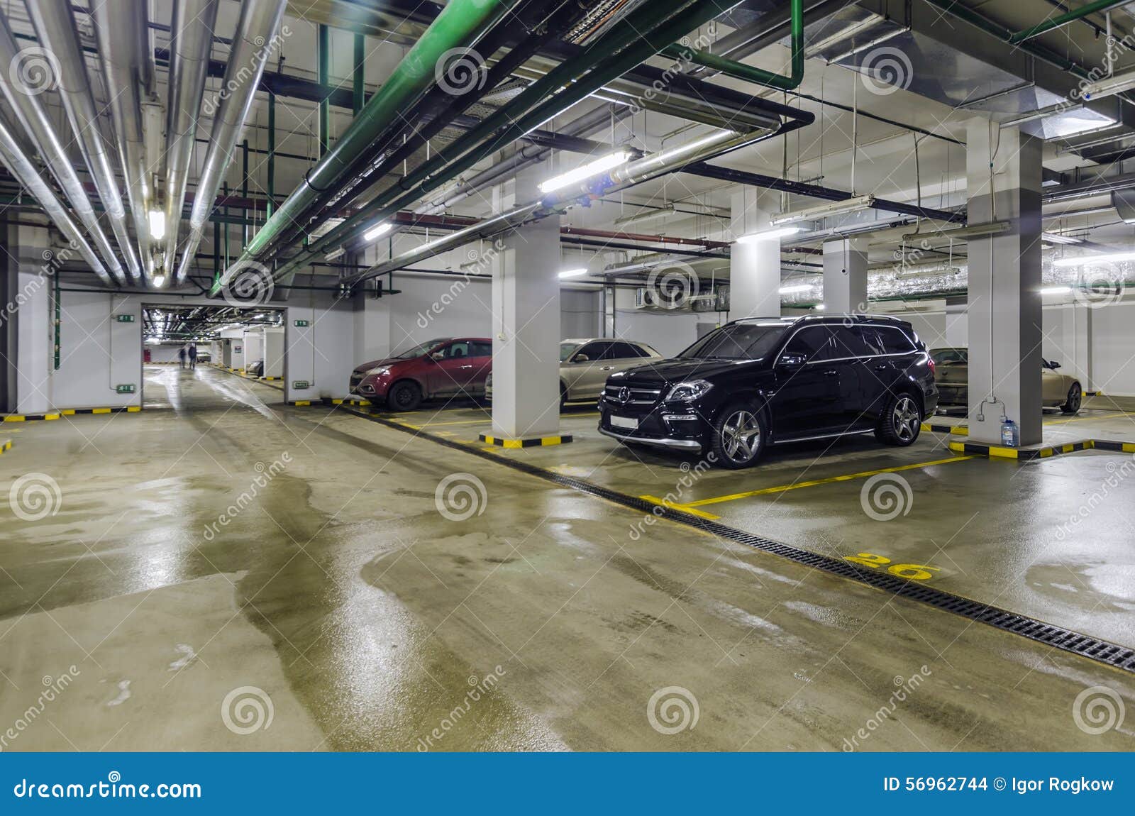 Underground Garage with Cars Editorial Stock Image - Image of flooring ...