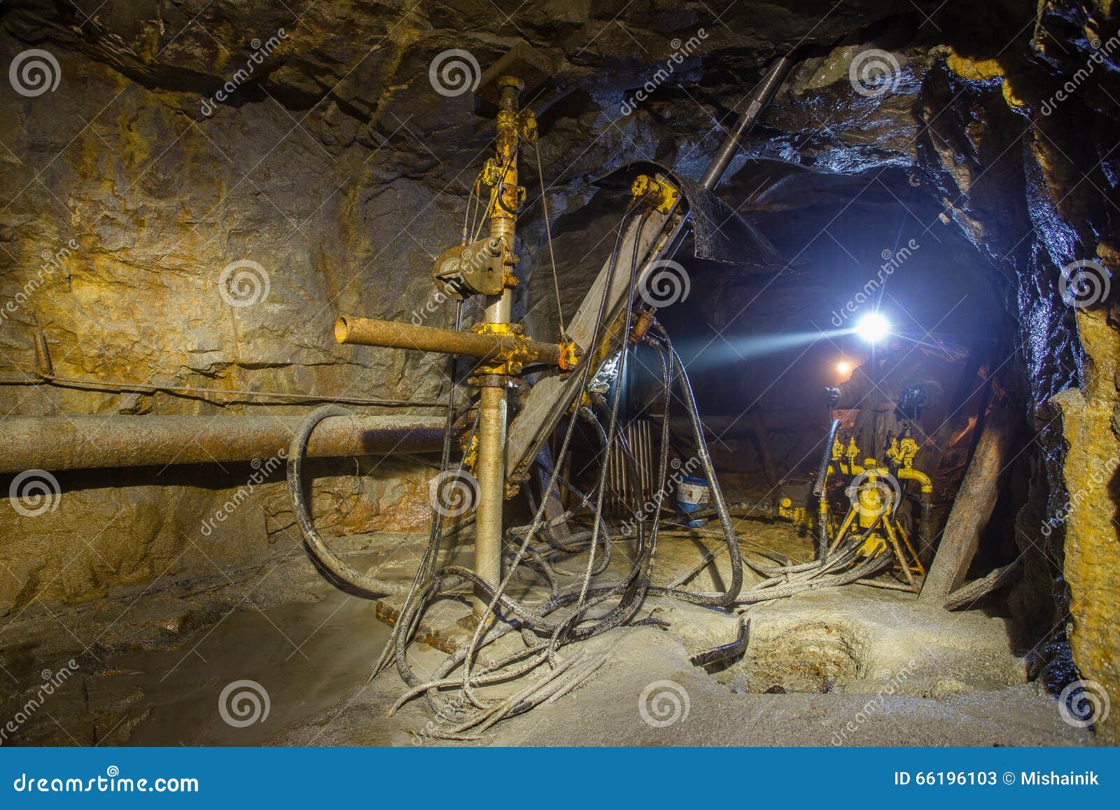 Underground Gold Mine Ore Drilling Machine Stock Image - Image of rails ...