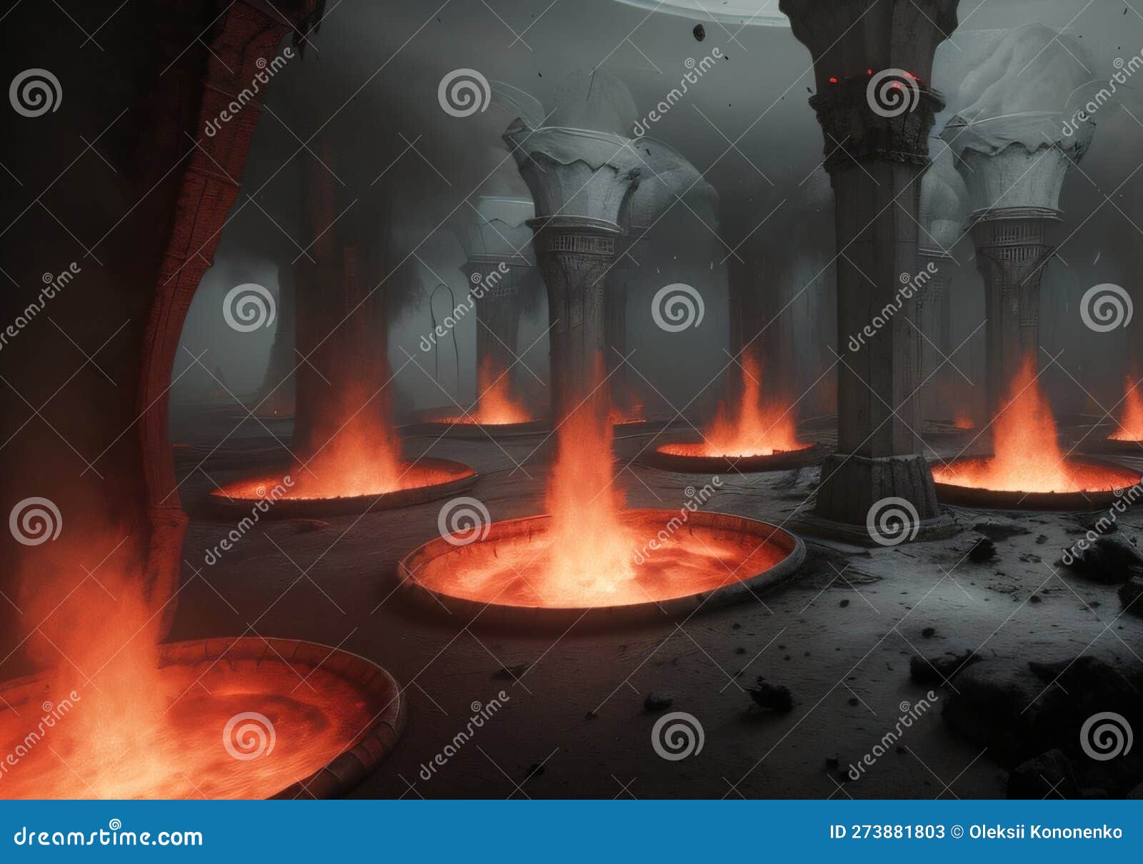 Underground Hell Landscape. Digital Illustration Of Fantasy Environment ...