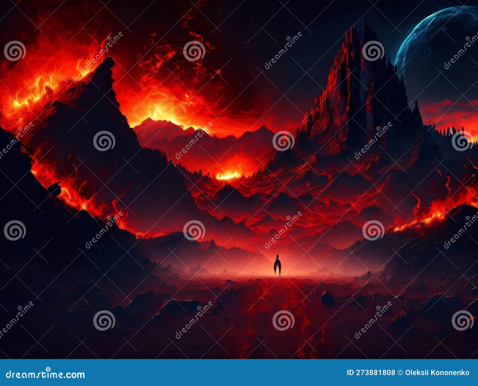 Underground Hell Landscape. Digital Illustration Of Fantasy Environment ...
