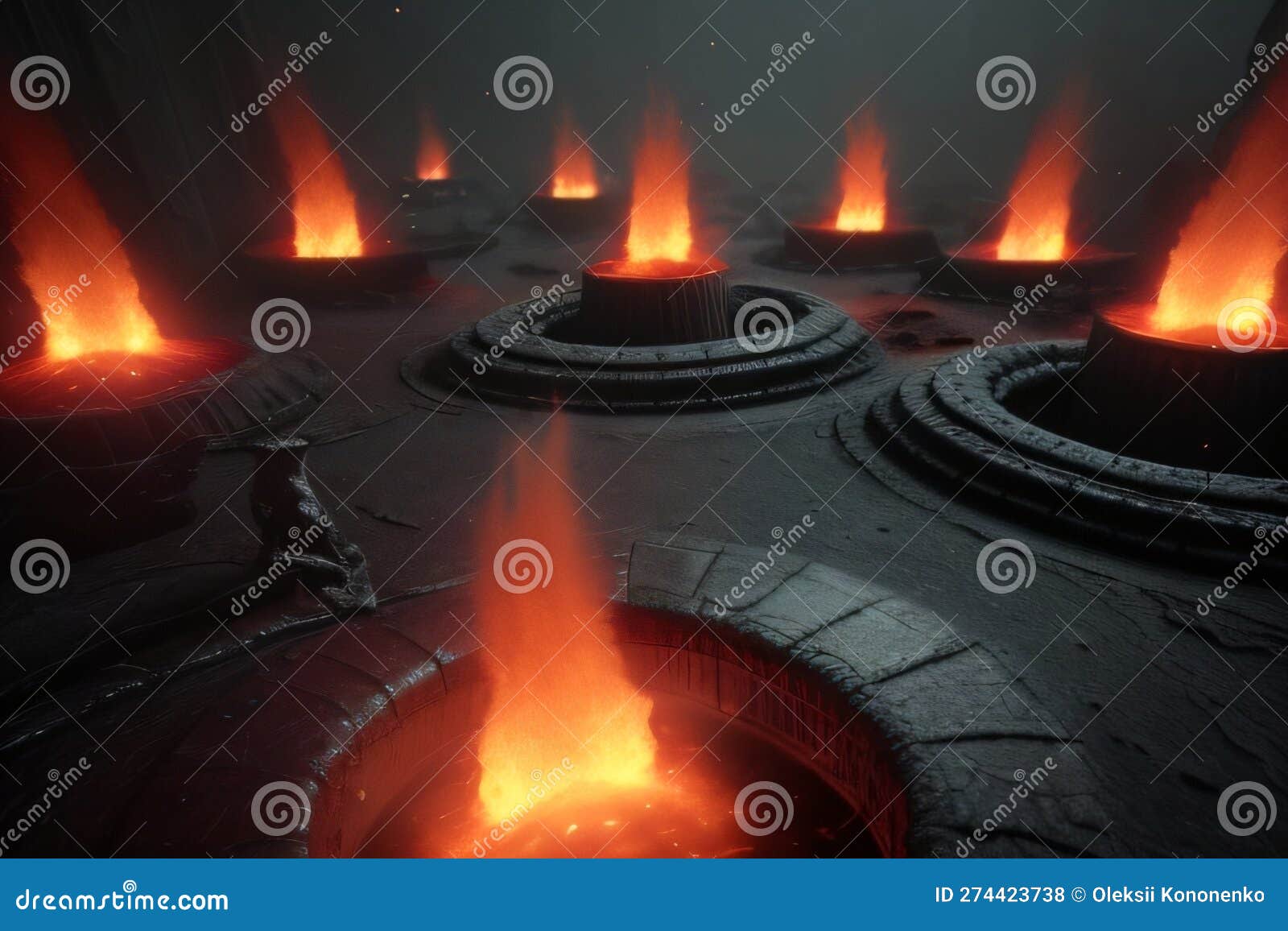 Underground Hell Landscape. Digital Illustration Of Fantasy Environment ...