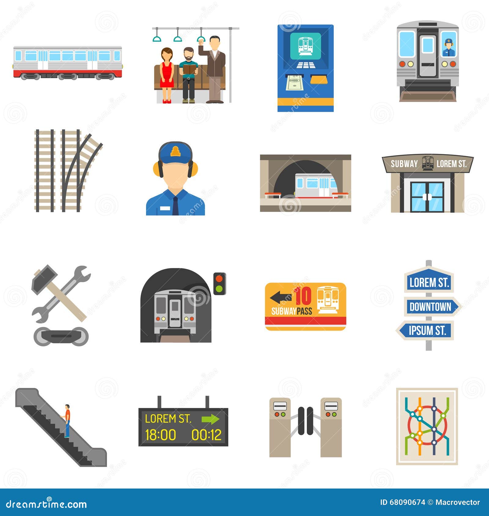 Underground Icons Set stock vector. Illustration of payment - 68090674