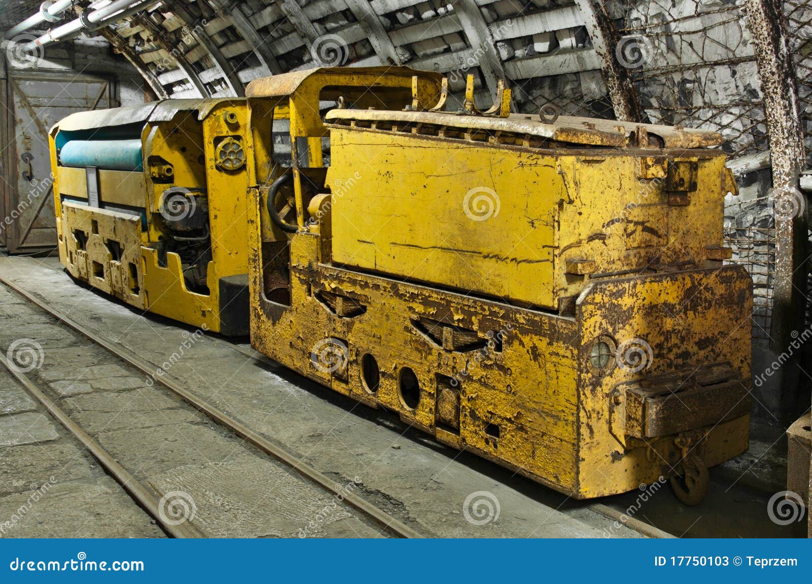 Underground Industrial Train in Mine Stock Image - Image of tunnel ...