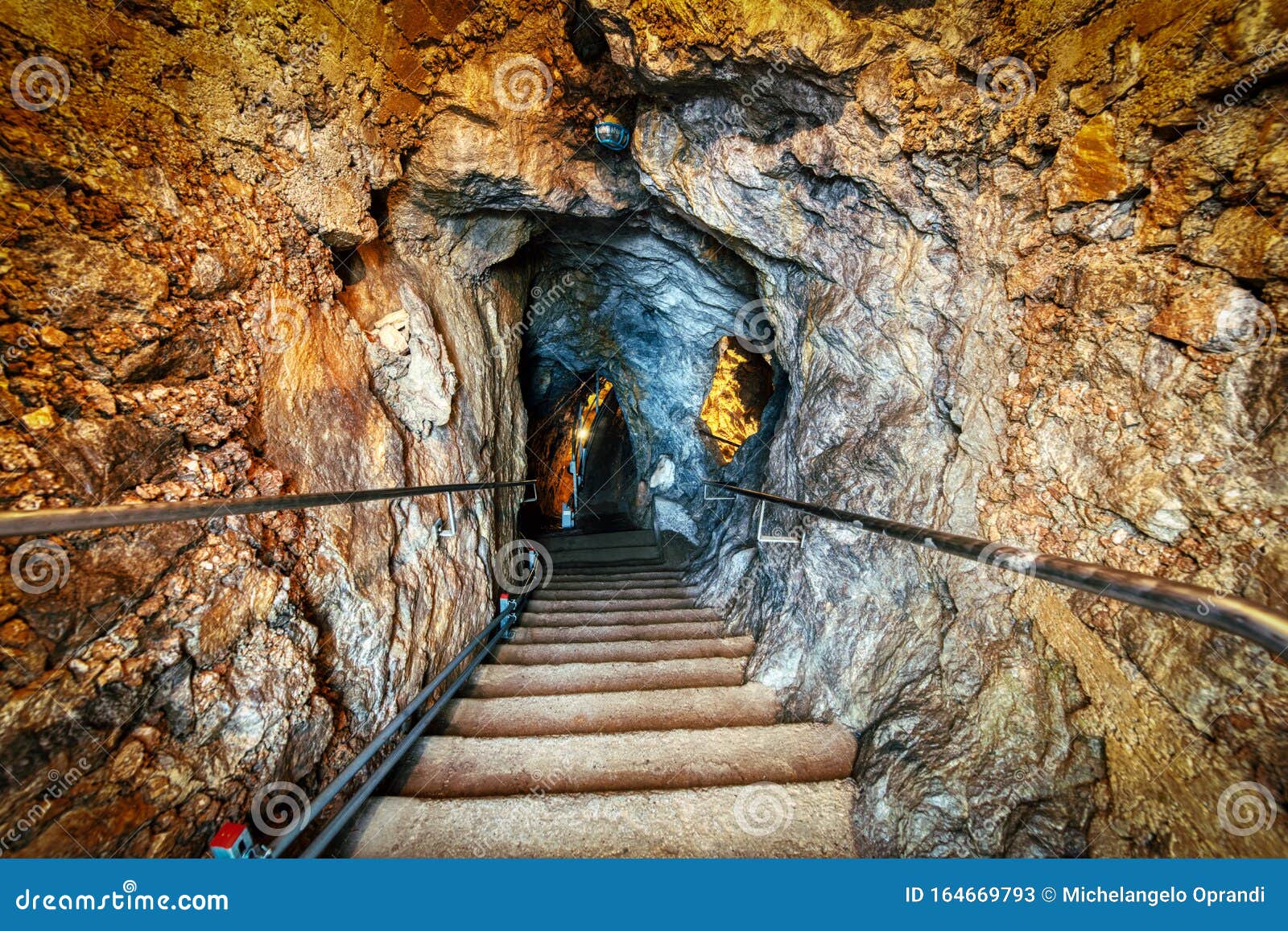 Underground Limestone Caves with Stairs for Sightseeing Stock Image ...