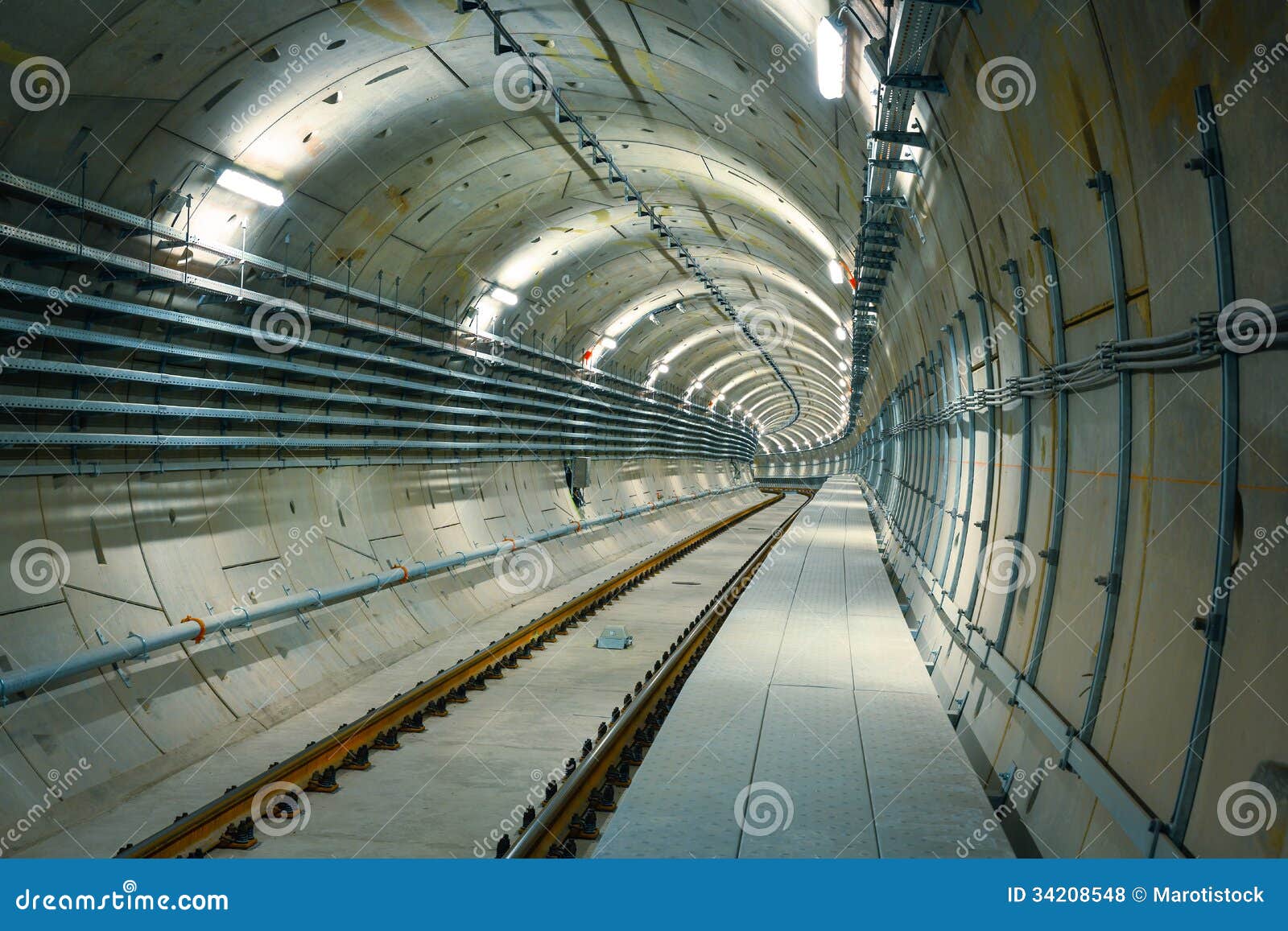 Underground Metro Construction. Man In The Work With Orange Vest And ...