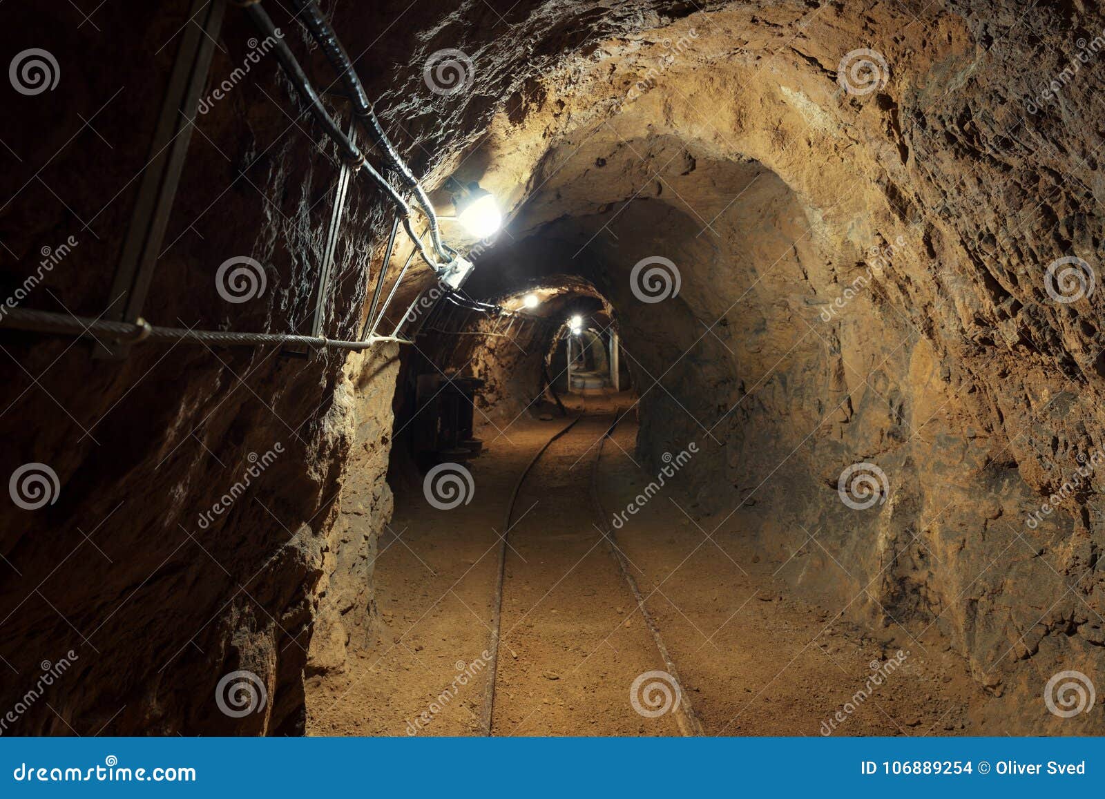 Underground Mine Passage Angle Shot Stock Photo - Image of black ...