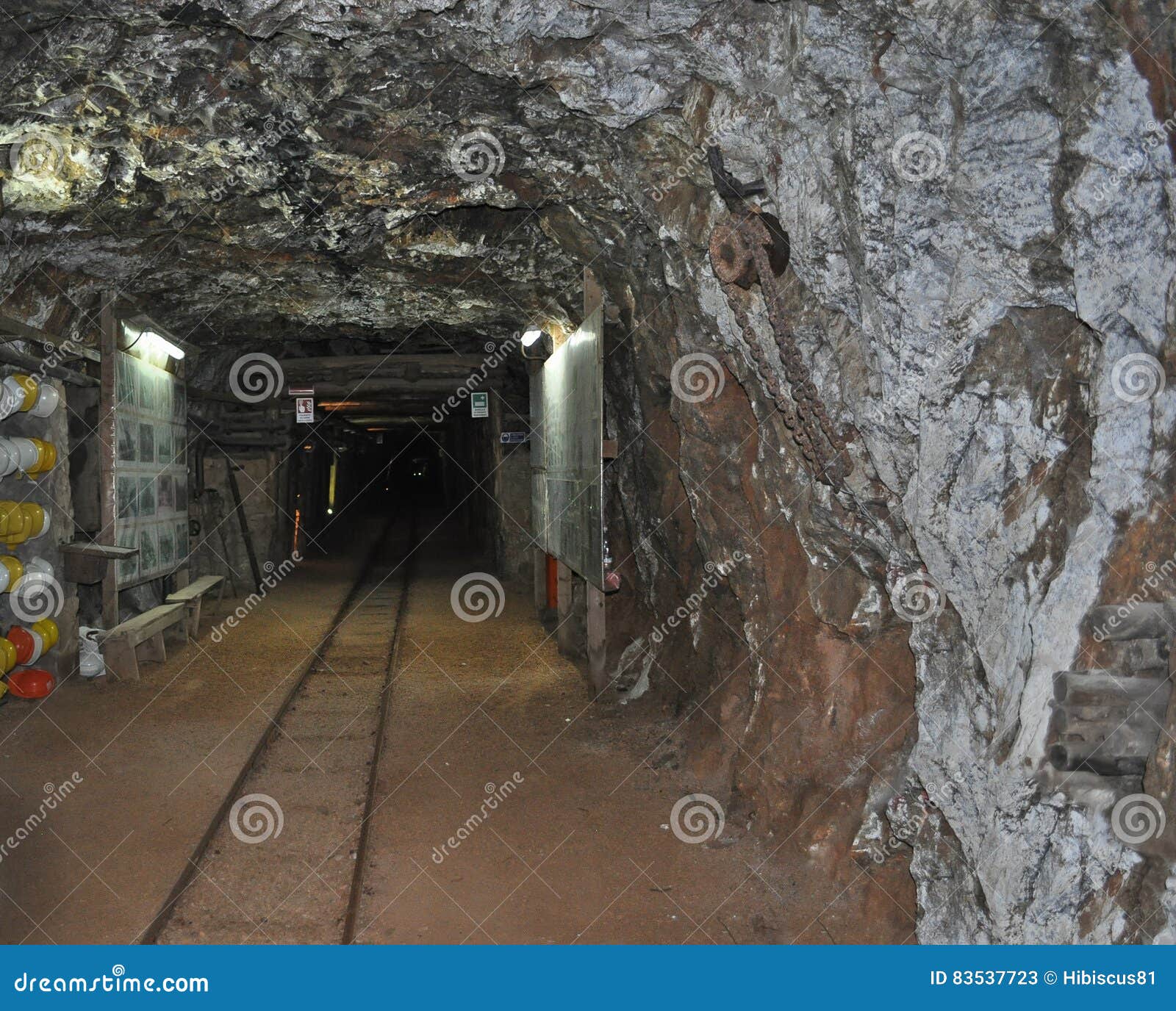 Mine With Railroad Track - Underground Mining Stock Image ...