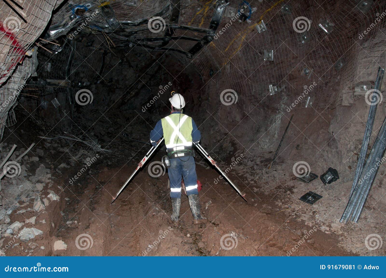 Underground Mine Surveyor editorial photo. Image of mesh - 91679081