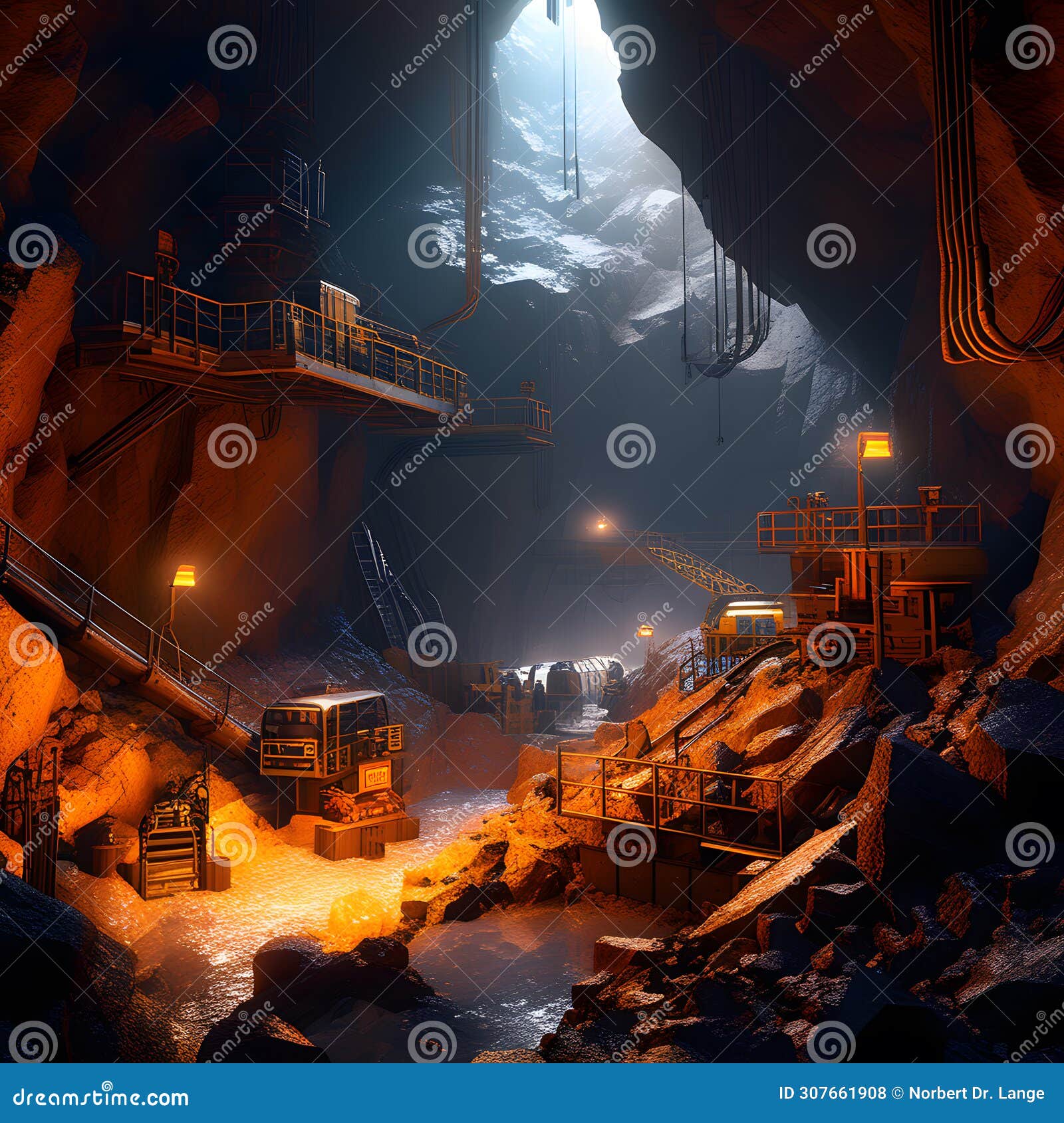 Underground Mining, Ai-generatet Stock Illustration - Illustration of ...