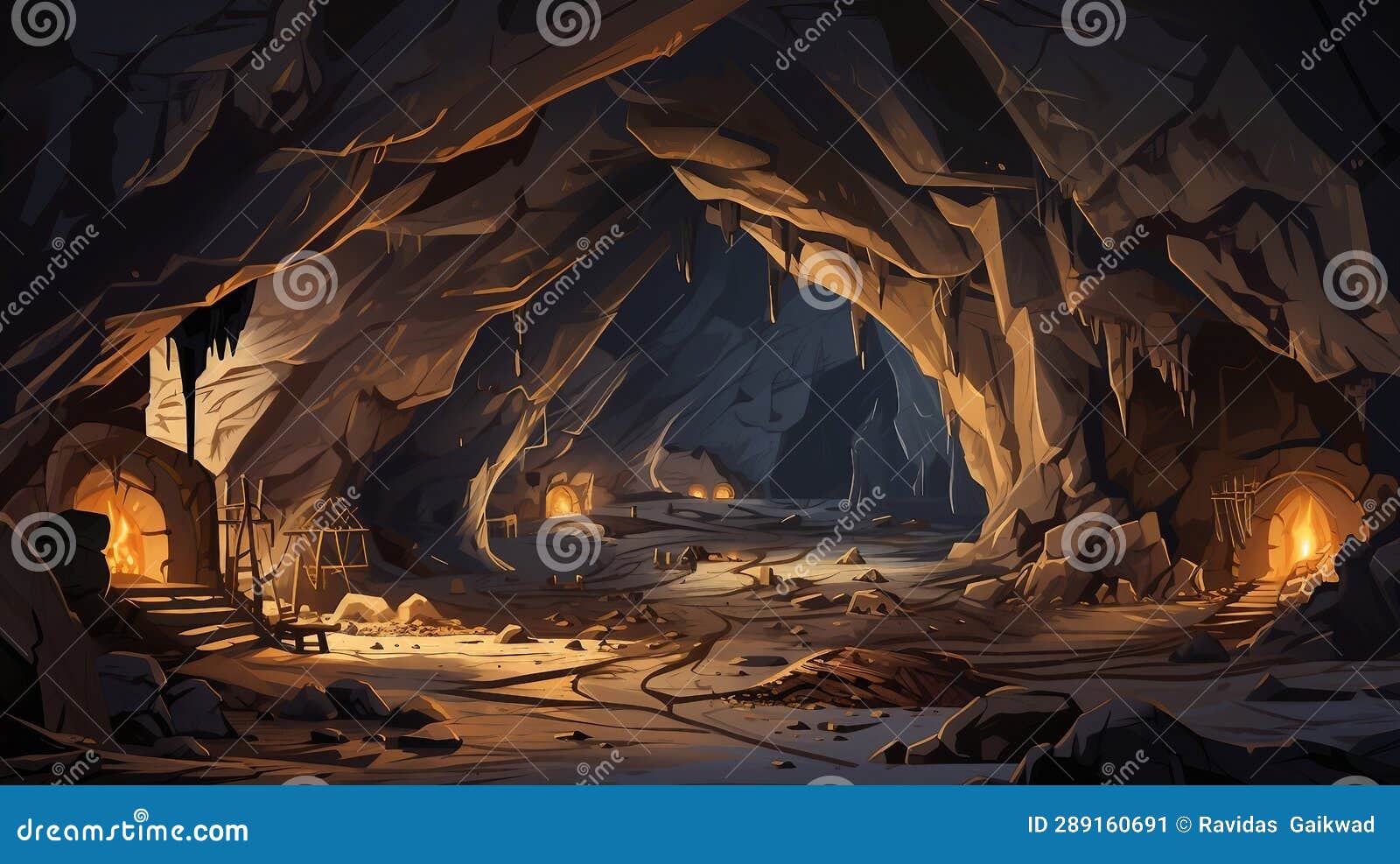 Underground Mining Cave Illustration AI Generated Stock Illustration ...